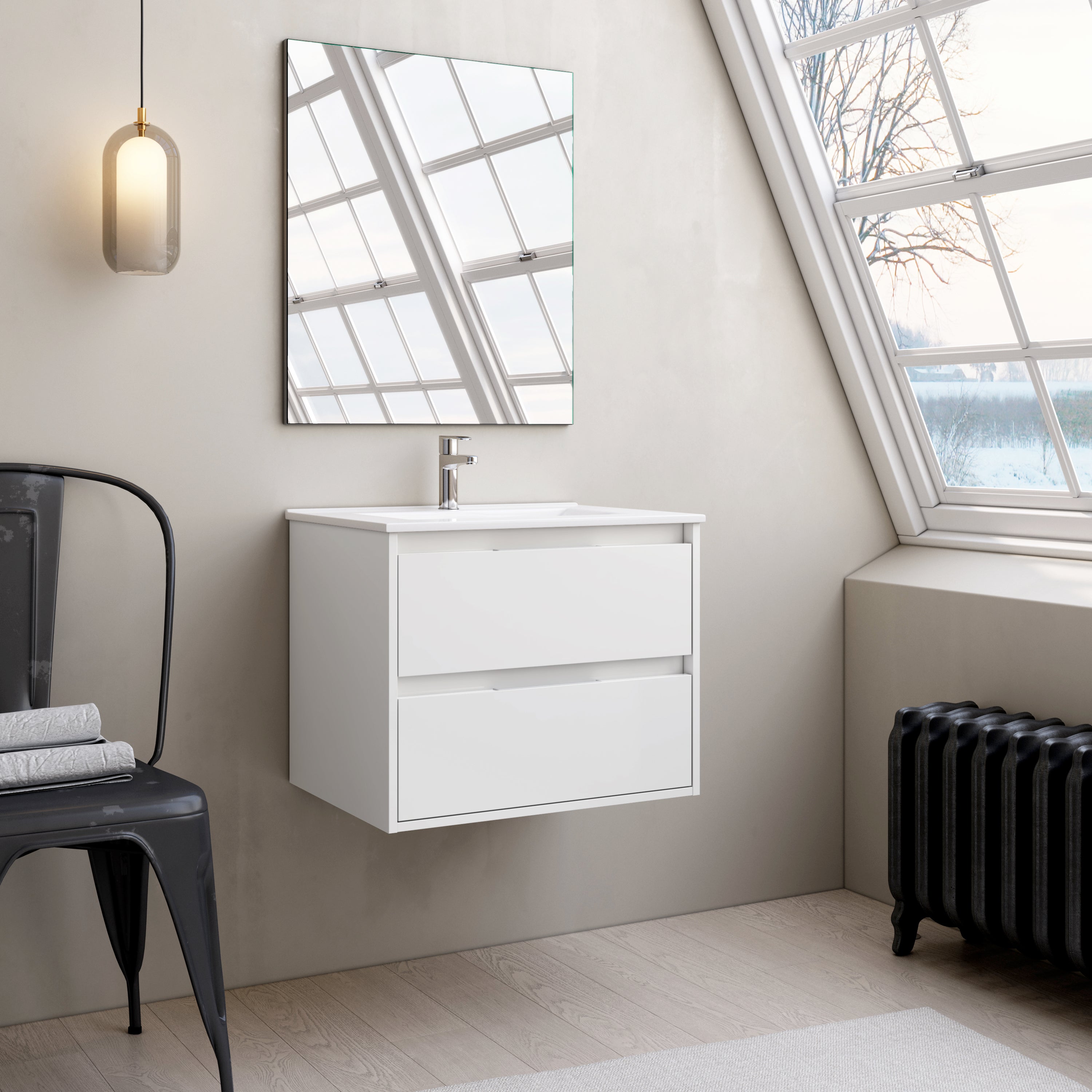 EGORE Mueble de baño PISA 2 Cajones Blanco Lacado 60x45 cm | Leroy Merlin