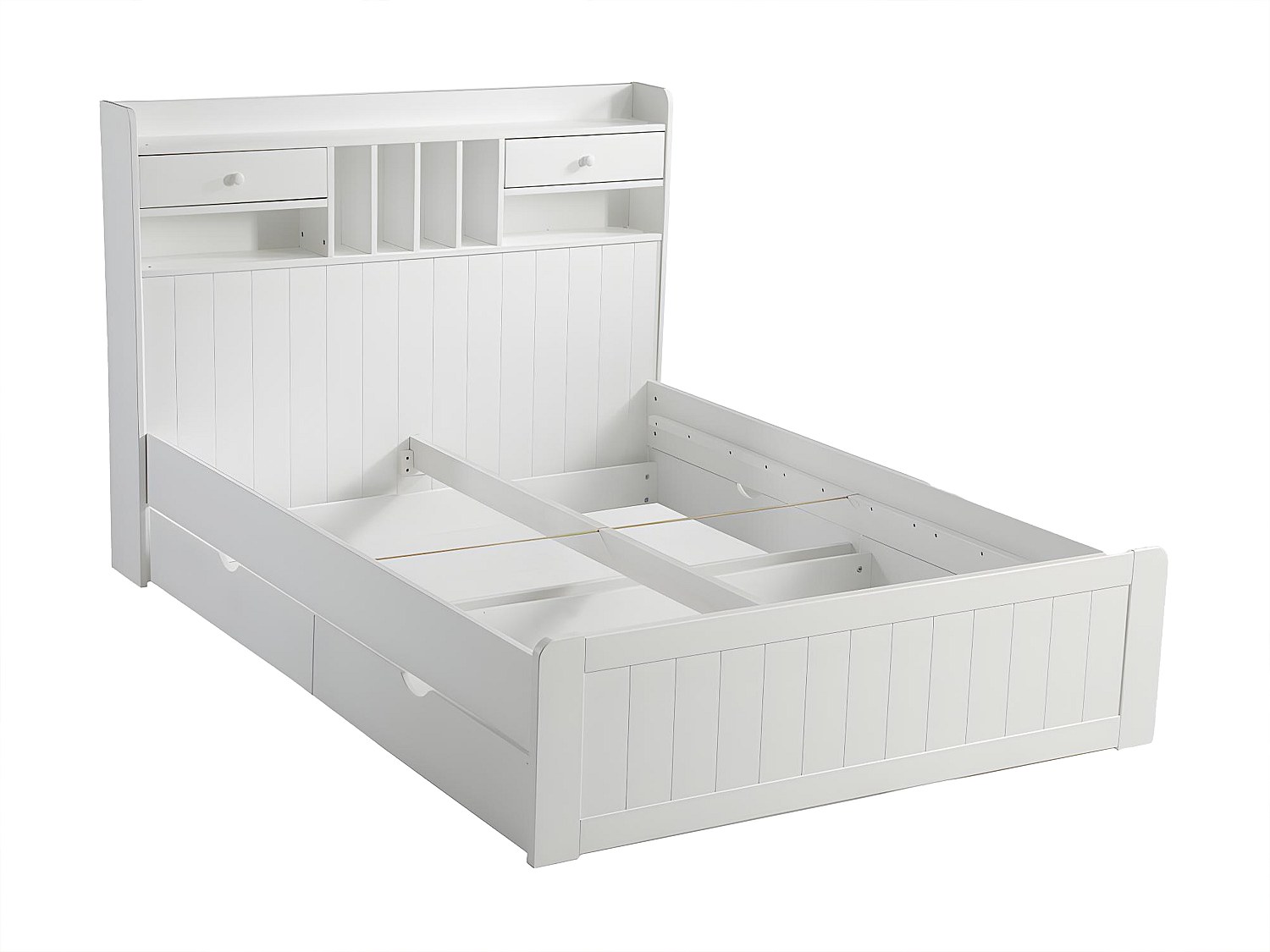 Lit avec rangements 140 x 190 cm - Blanc - MEDERICK | Leroy Merlin