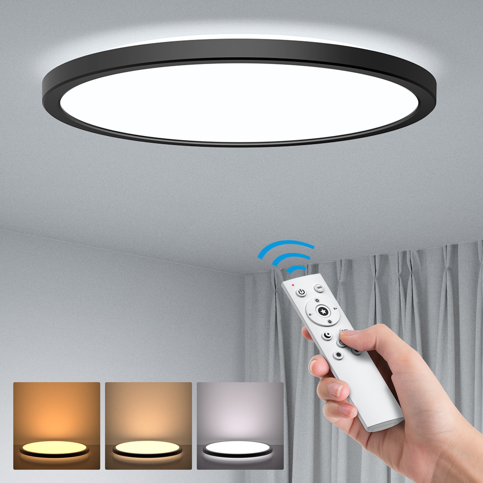 ANTEN TechoR LED Dimmable, con control remoto,24 W, 2700LM±10%,blanco ...