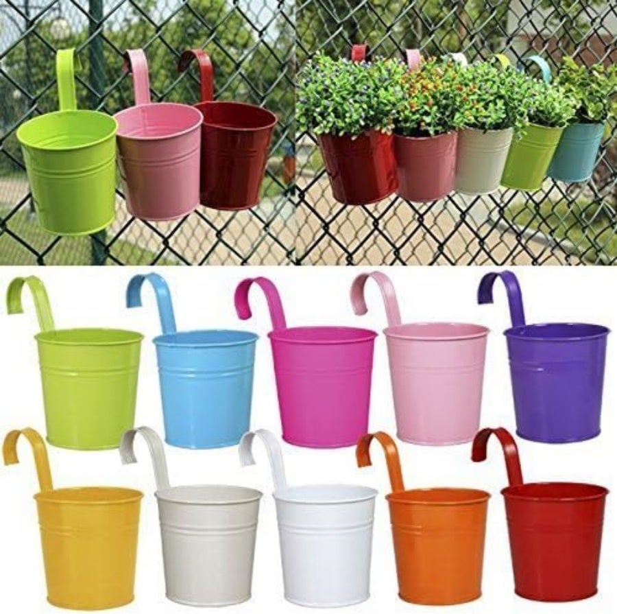 Lot de 10 pots de fleurs en fer forgé à suspendre pour balcon, jardin ...