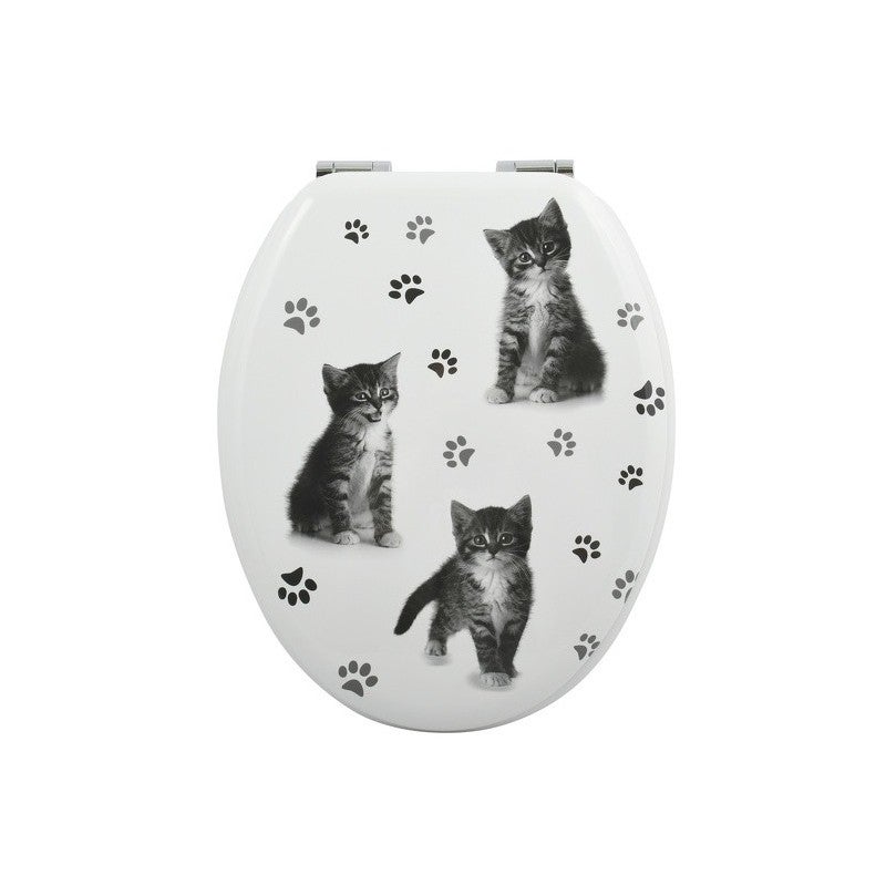 Abattant wc MDF KITTY Chat Noir & Blanc - Charnières Zinc Spirella ...