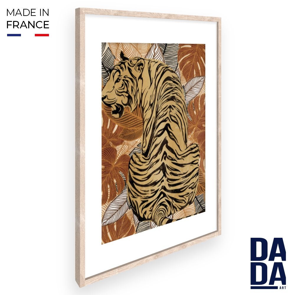 Image encadrée avec cadre CHÊNE / 30x40cm / Tigre majestueux / Créé et ...