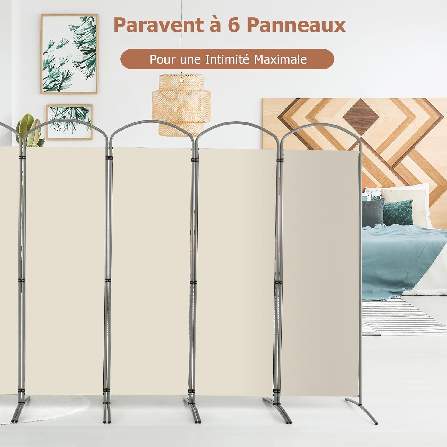 Séparateur de Pièce Pliable de 6 Panneaux, 331 x 51 x 188 cm ...