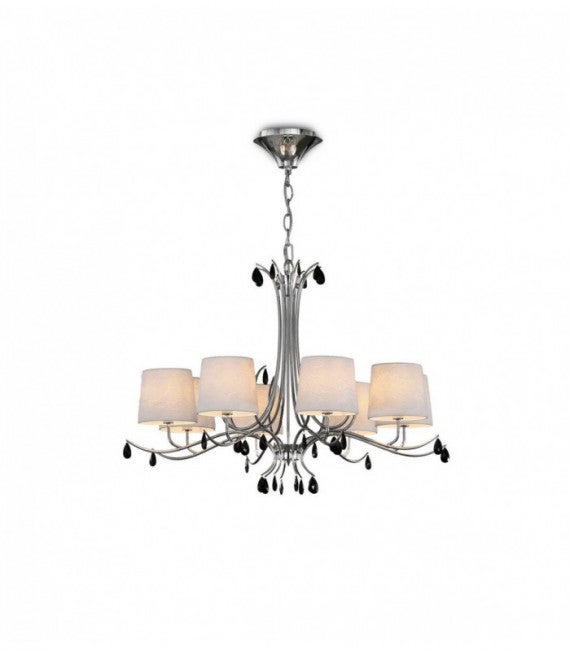 Suspension abats jours Andrea Chrome poli 8 ampoules 80cm | Leroy Merlin