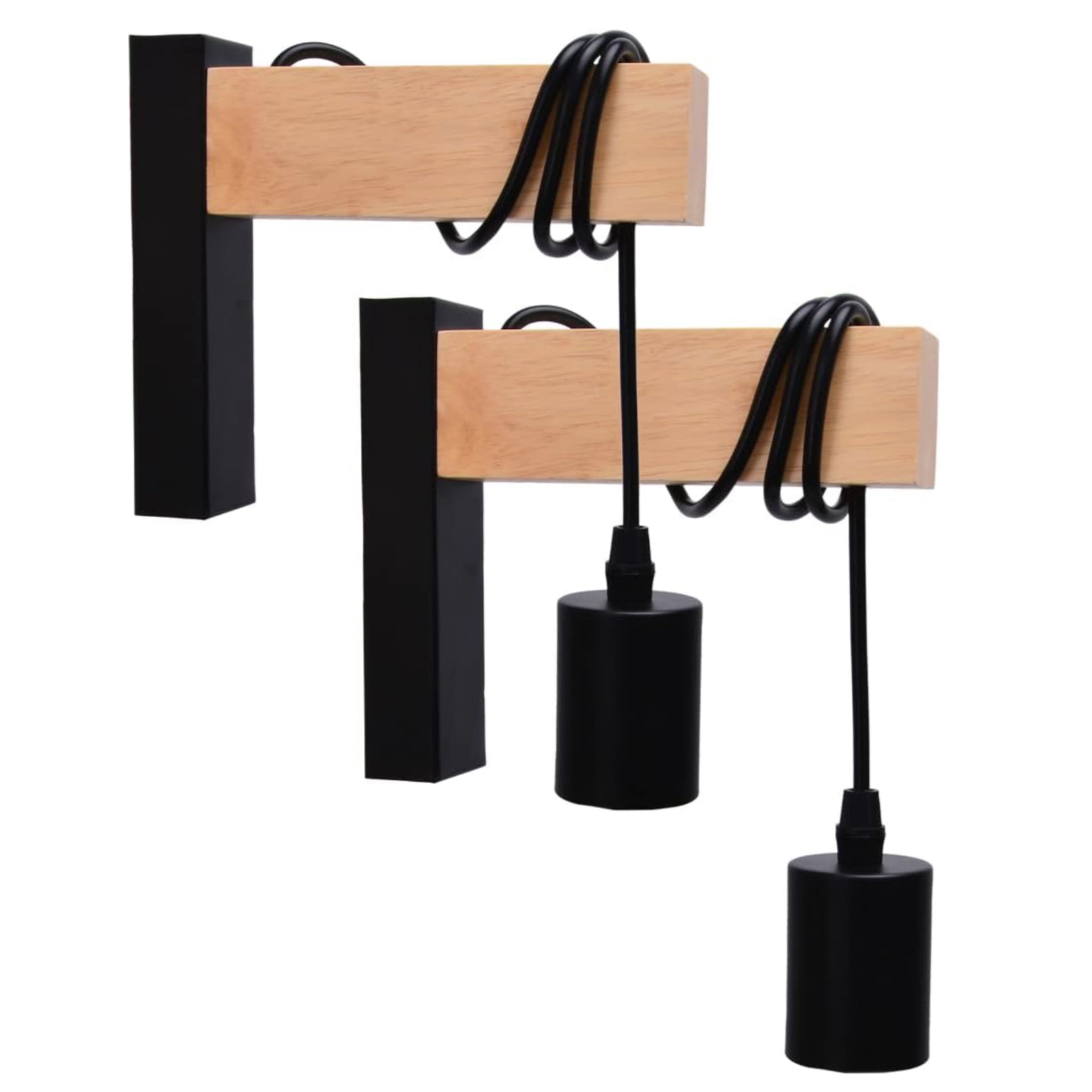 Applique murale intérieure style scandinave en bois et métal – Lot de 2 ...
