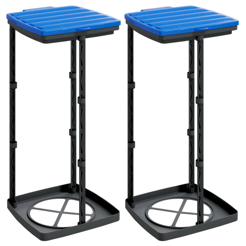 Soportes para bolsas de basura 2 uds PP negro y azul 60 L | Leroy Merlin