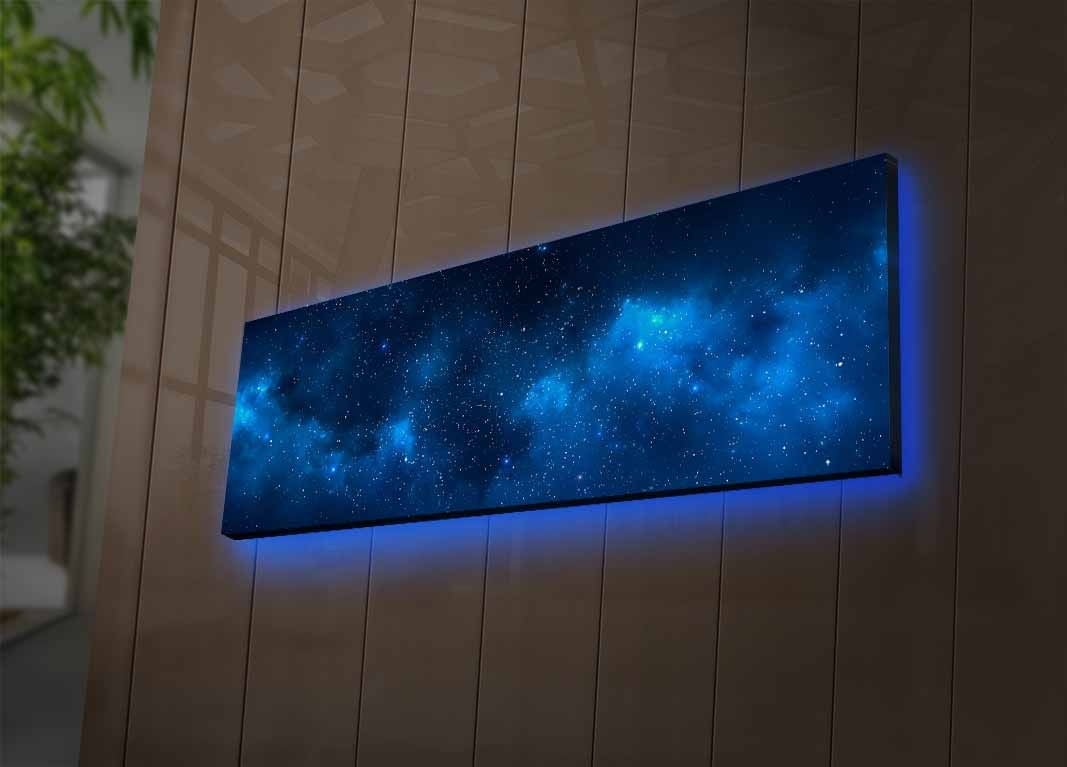 Cuadro decorativo en lienzo con iluminación LED, 30 x 90 cm, 100 % ante ...