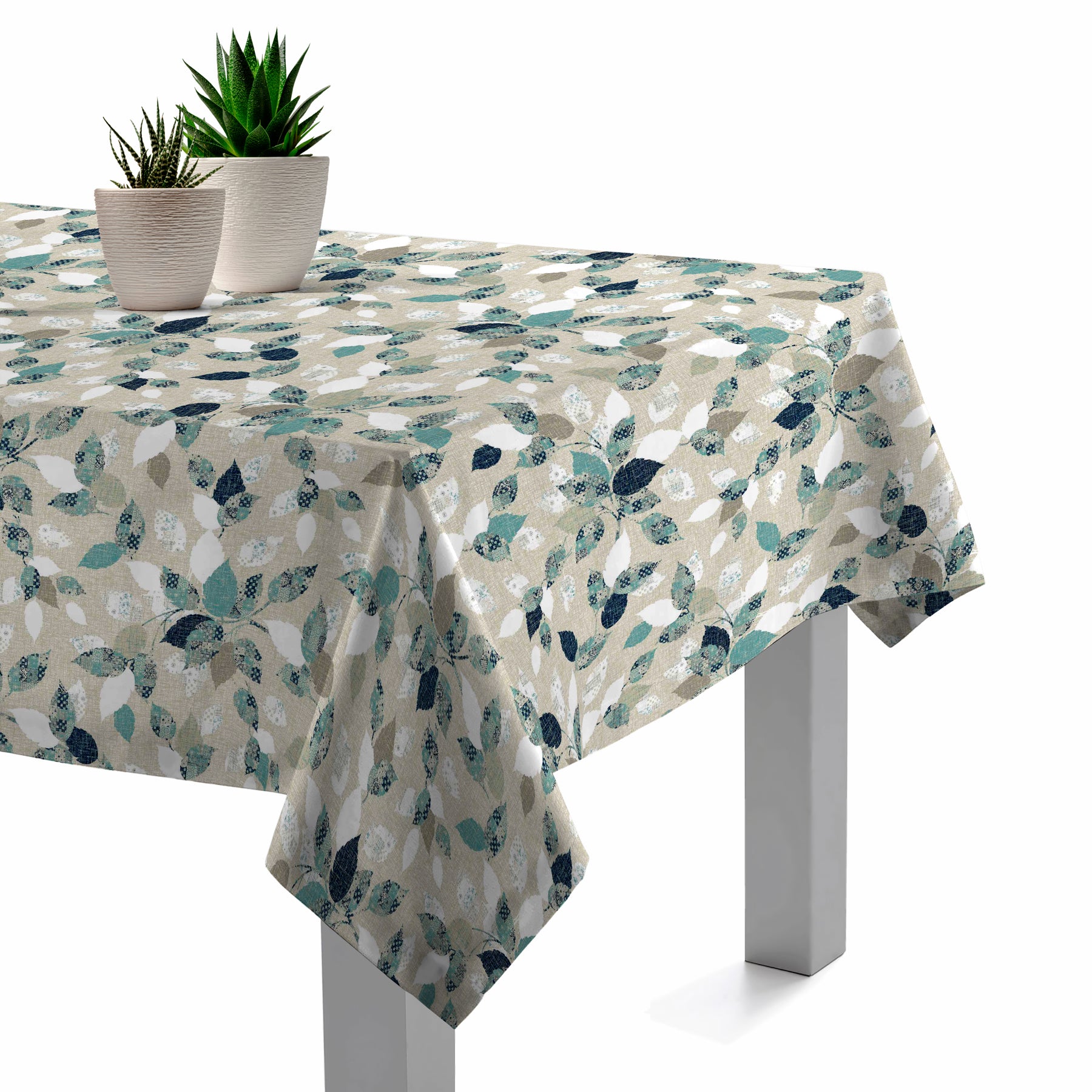 Mantel Resinado Antimanchas Paduana Botanical Azul 140x200 | Leroy Merlin
