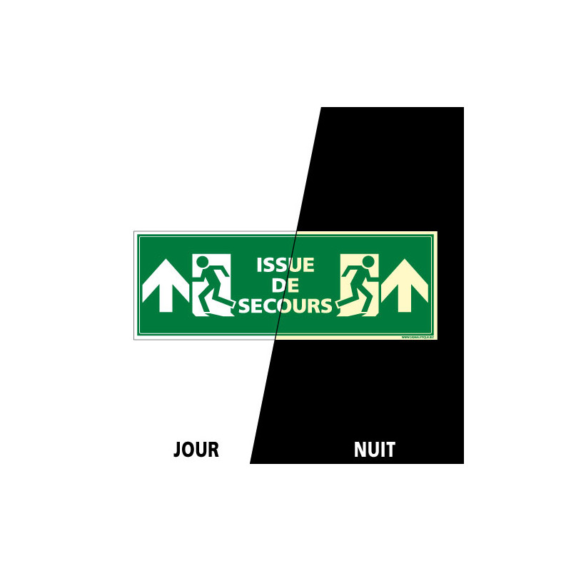 PANNEAU ISSUE DE SECOURS FLECHES VERS LE HAUT PHOTOLUMINESCENT (B0292 ...