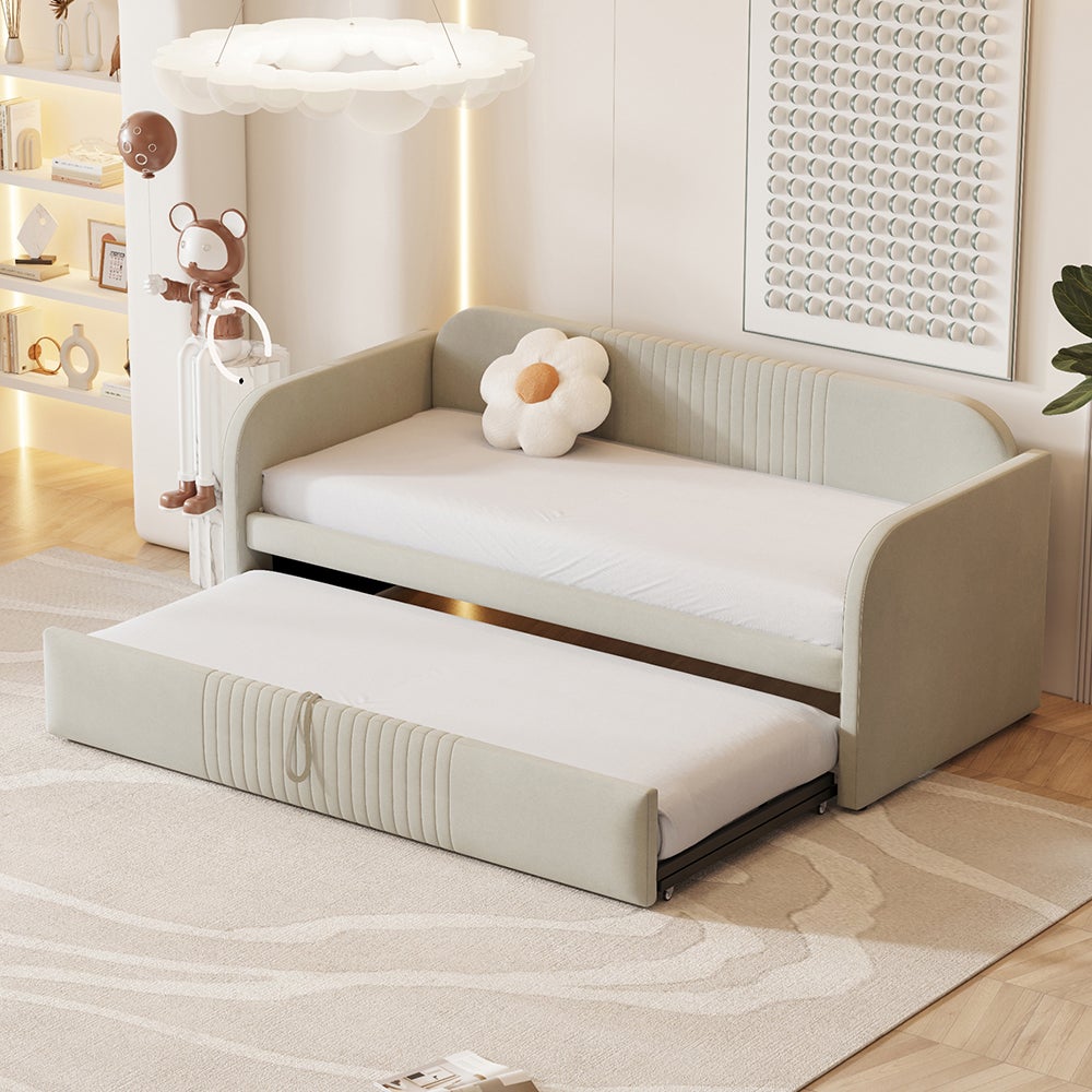 Canapé-lit extensible Lit rembourré 90/180x190 cm Lit Gigogne Lit ...