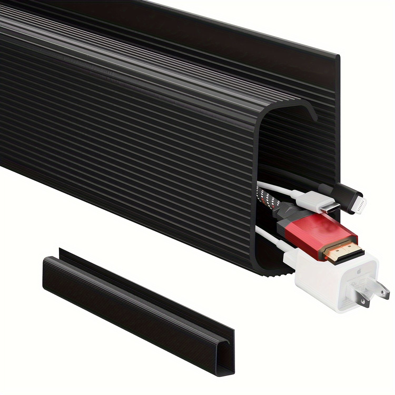 Lot de 2 organiseurs de câbles sous bureau en PVC avec passe-câbles ...