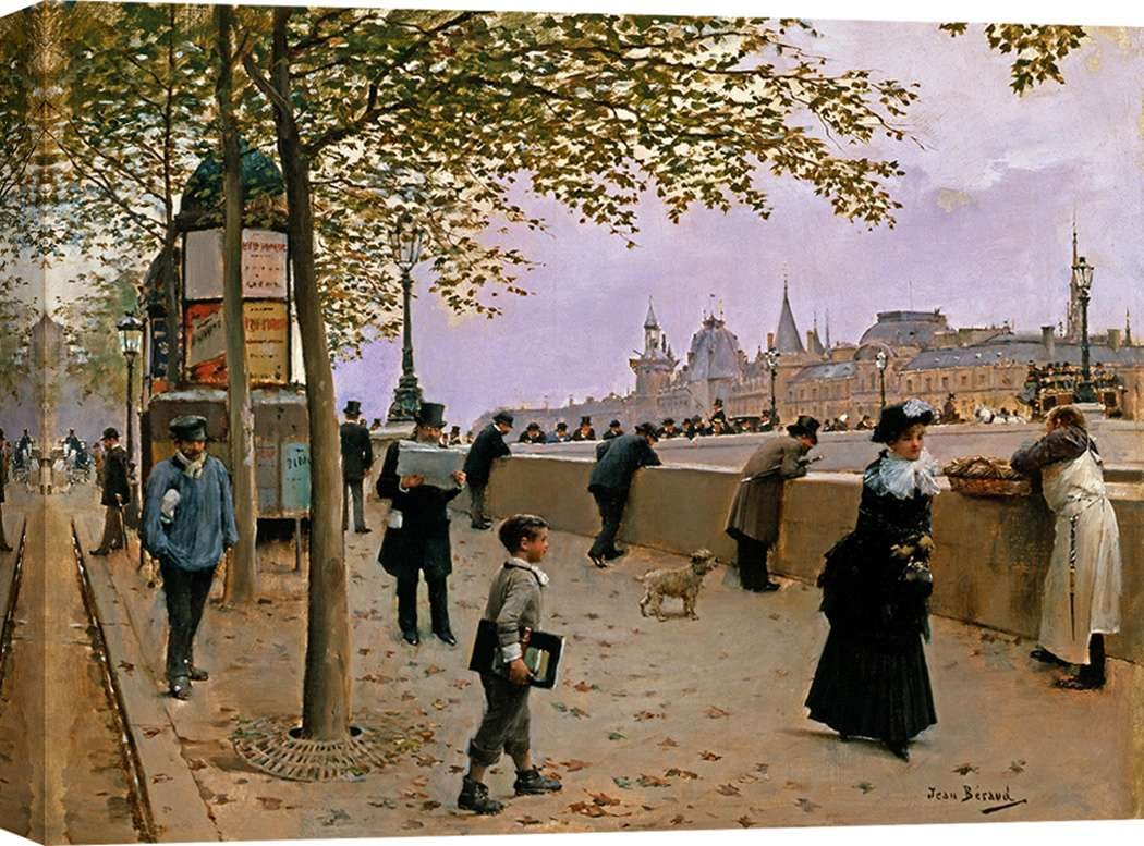 Peinture, impression sur toile - Jean Beraud, Au bord de la Seine ... Peinture, impression sur toile - Jean Beraud, Au bord de la Seine ...