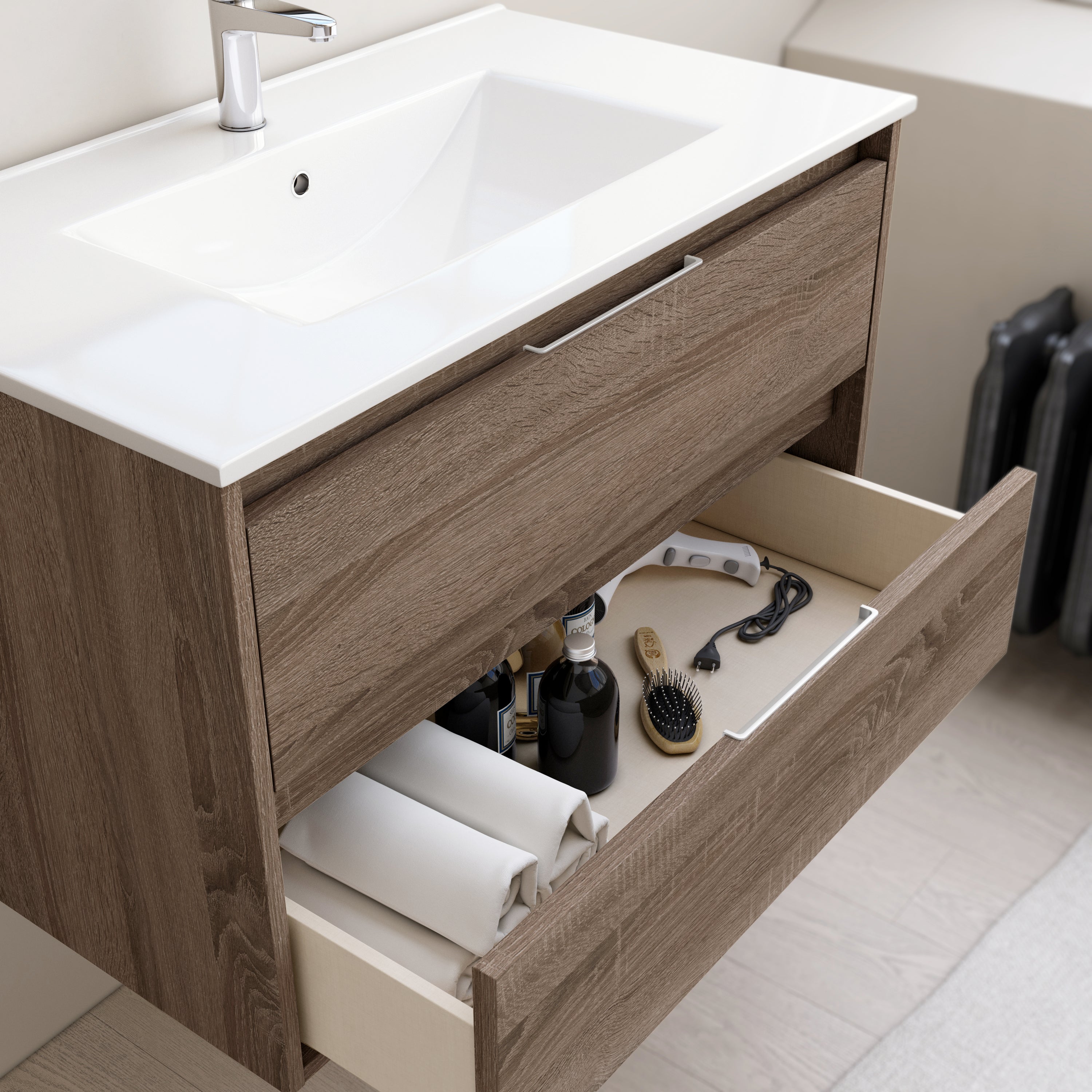 Mueble de baño con Lavabo PISA 3 Cajones Britania 80x45 cm - EGORE ...