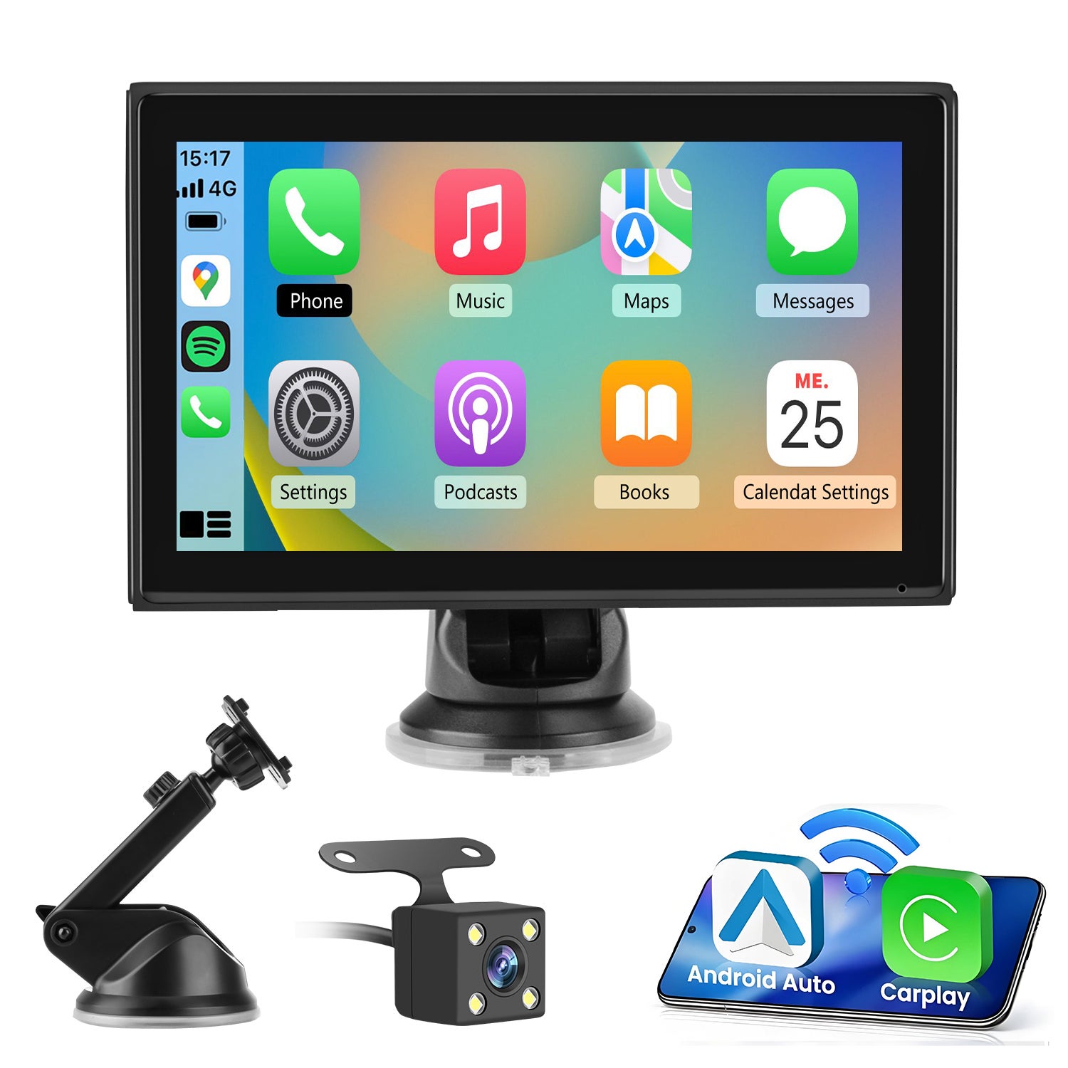 Écran Portable 2K 7 pouces CarPlay et Android Auto Sans Fil - Pour ...