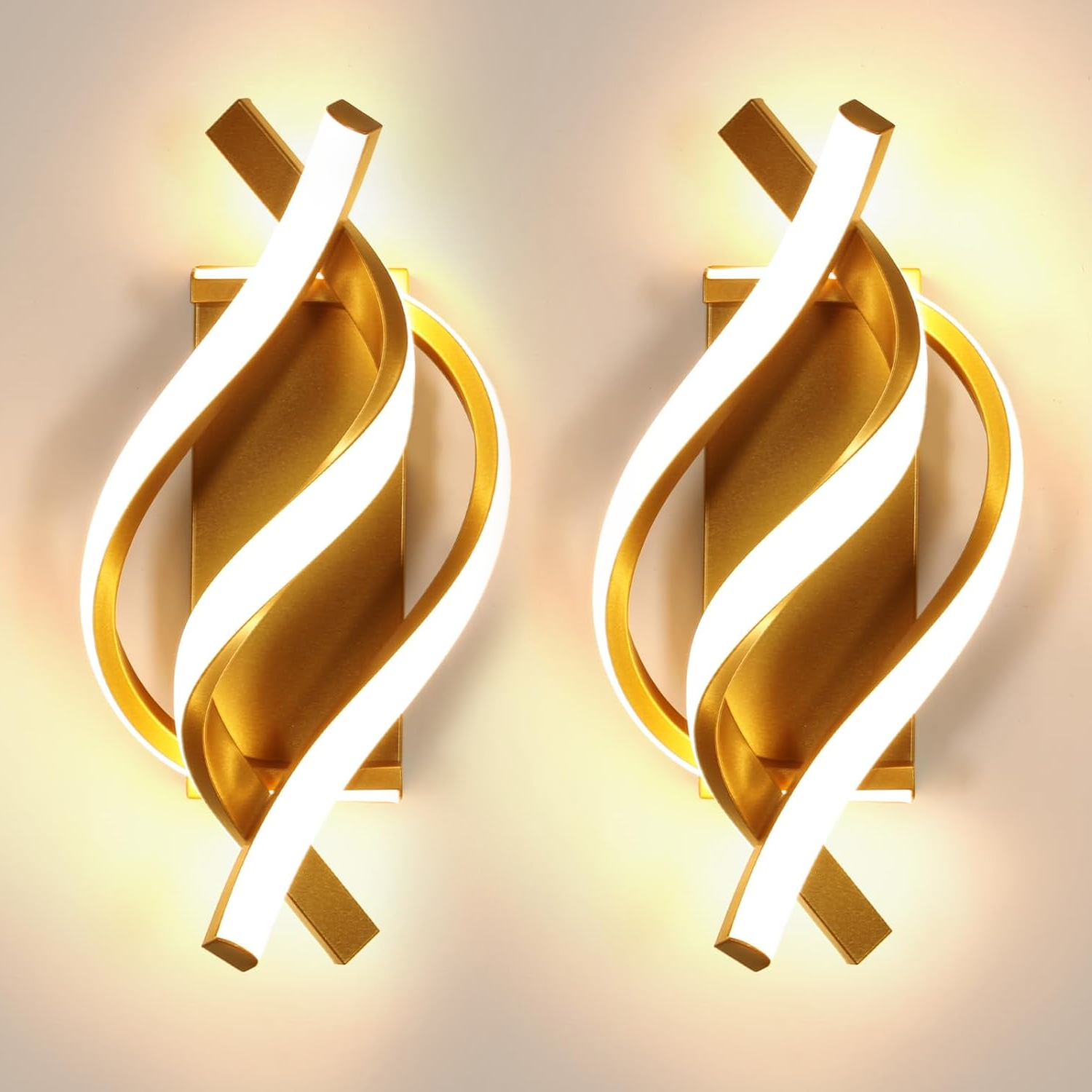 Lot de 2 appliques LED, Lampes de chevet LED spirales, Appliques ...