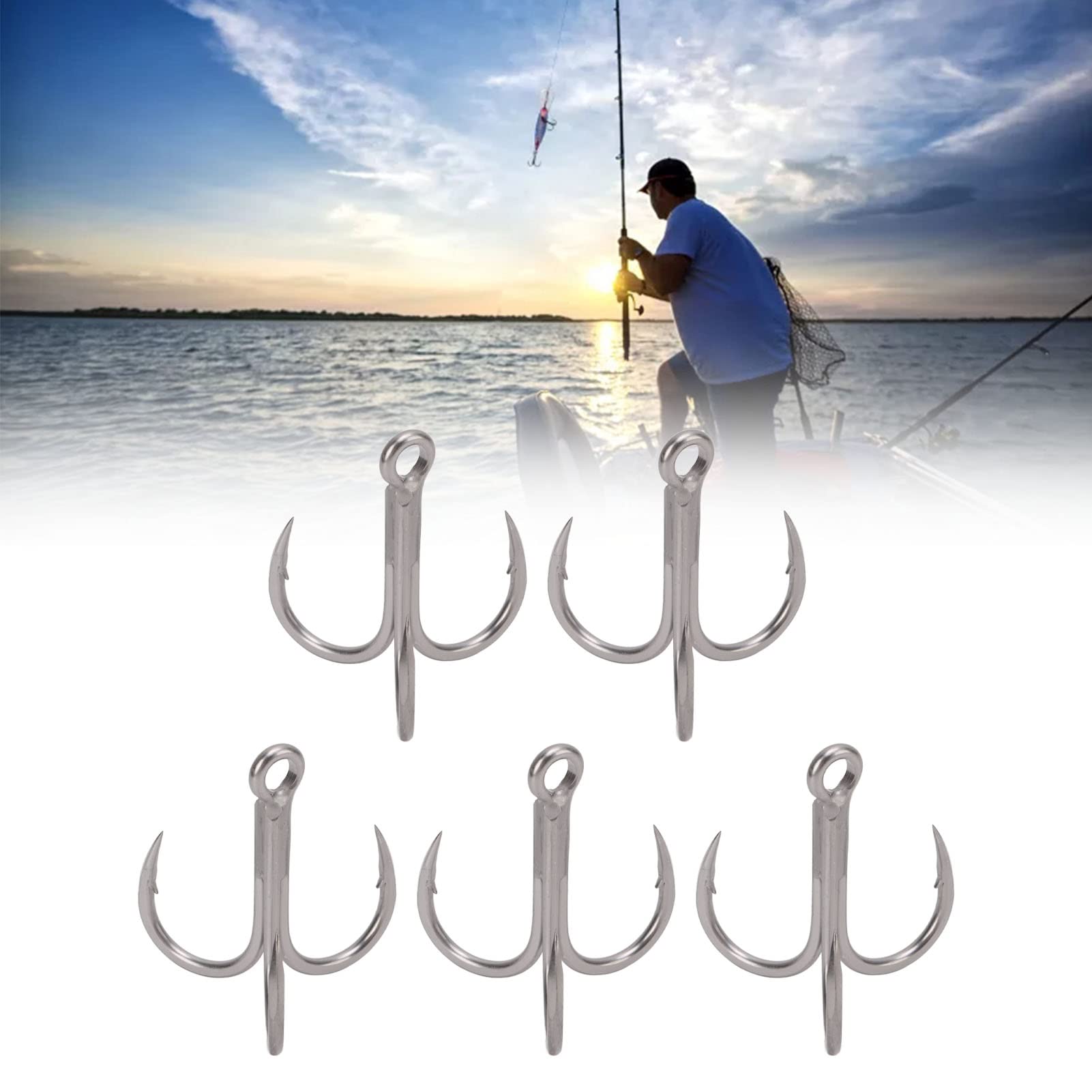 Lot de 5 hameçons triples en acier à haute teneur en carbone résistants ...