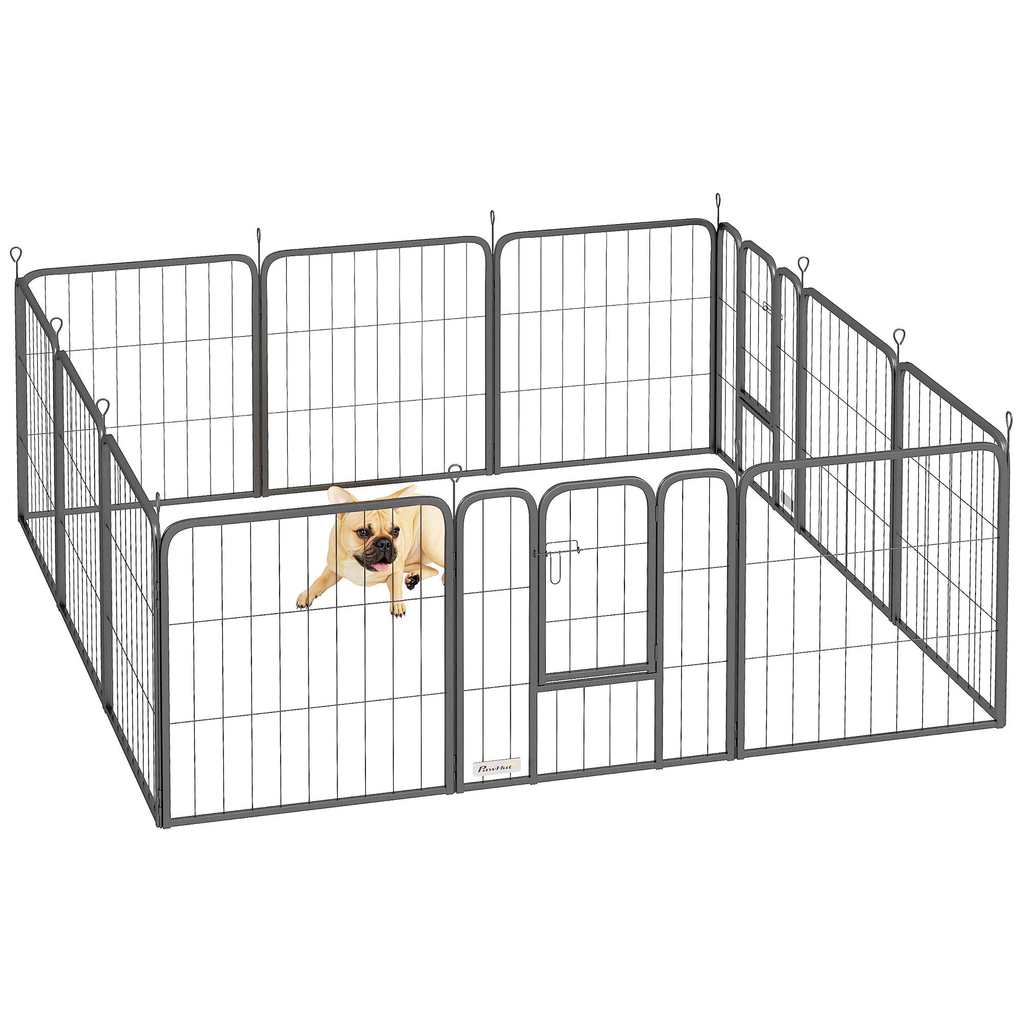 Parc pour petits chiens à 12 panneaux avec portes, hauteur 60 cm, noir ...