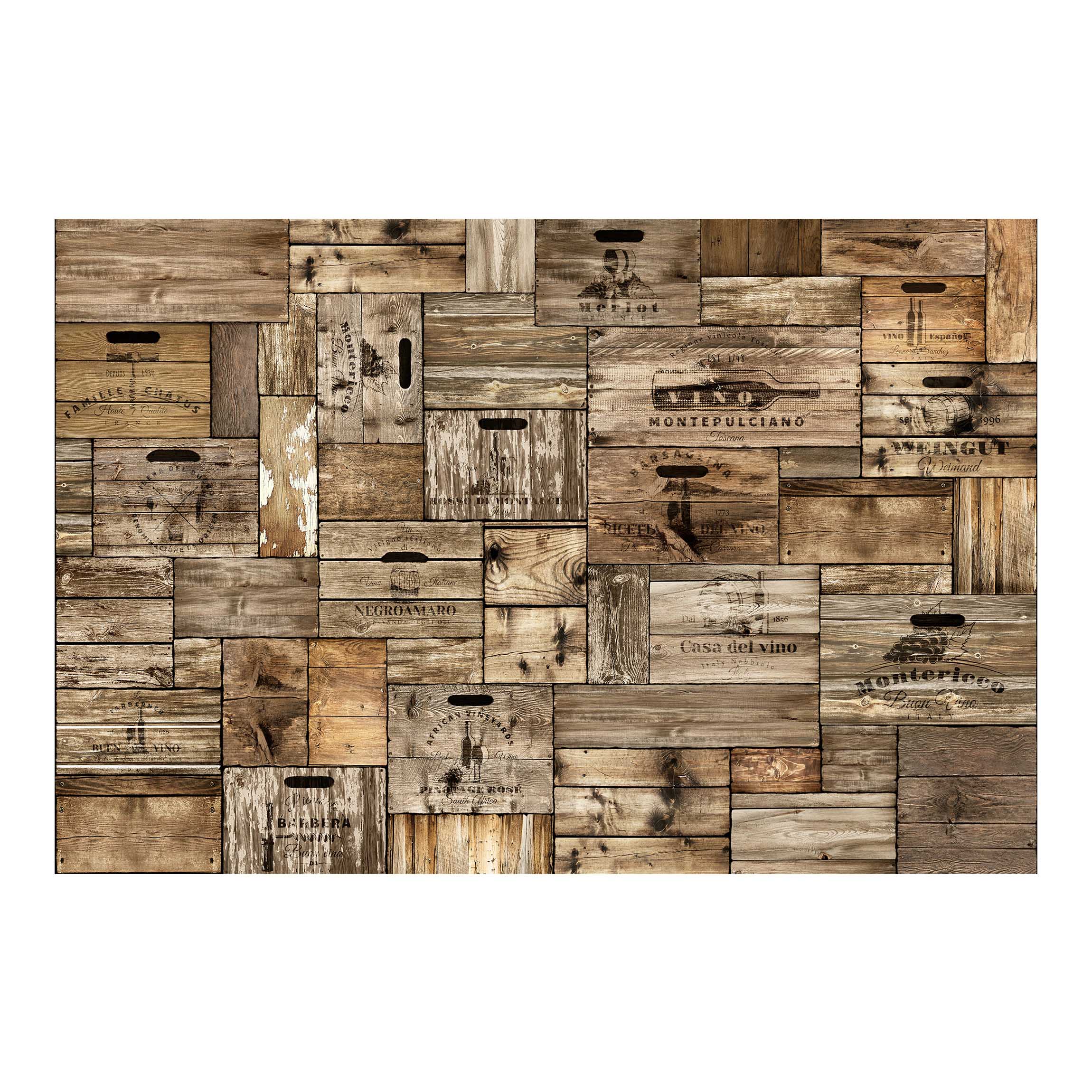 Papier peint panoramique à motif vintage vieilles caisses en bois 125 ...