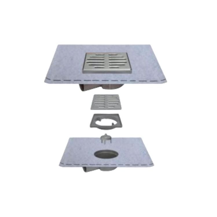 Sumidero de Ducha NOR Inox 10x10 cm con Tela | Leroy Merlin