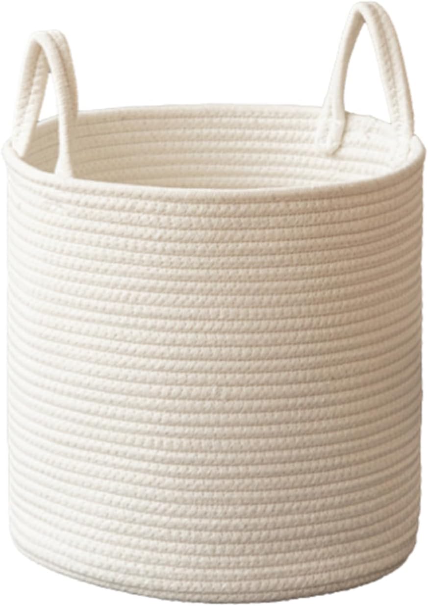 Panier de rangement rond en corde de coton pour jouets, couvertures ...