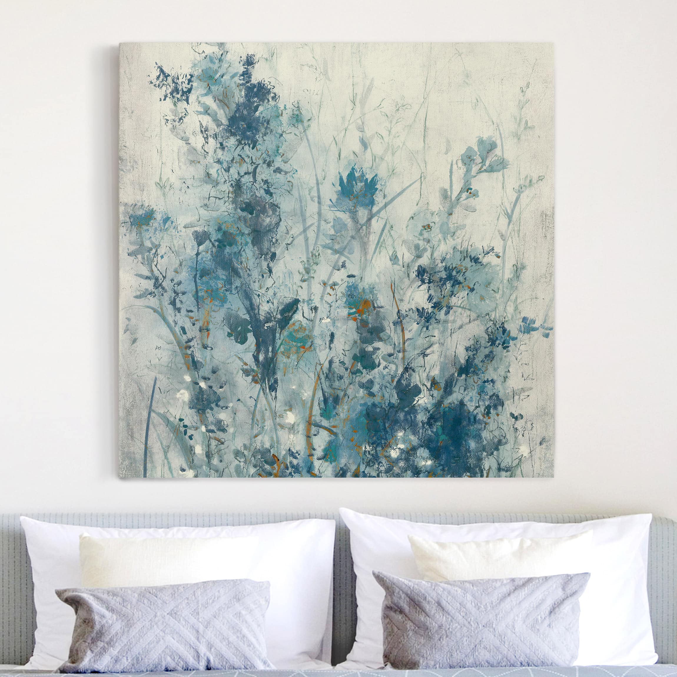 Lienzo cuadro en lienzo bastidor impresion en lienzo azul botánica ...
