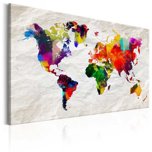 Tableau Cartes du monde World Map: Rainbow Madness 90x60 cm | Leroy Merlin