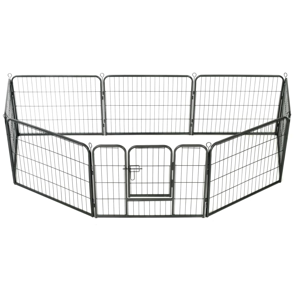 Corral para perros 8 paneles de acero 60x80 cm negro | Leroy Merlin