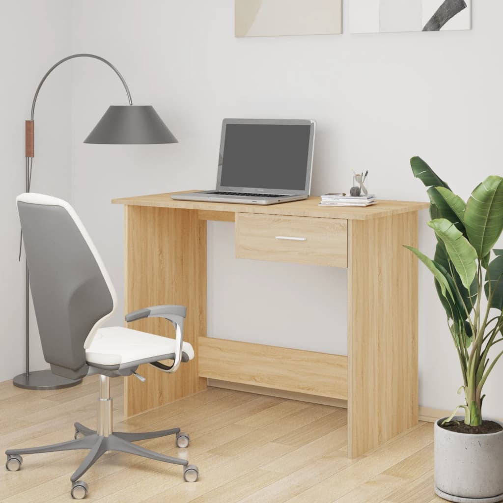 Escritorio de aglomerado color roble Sonoma 100x50x76 cm | Leroy Merlin