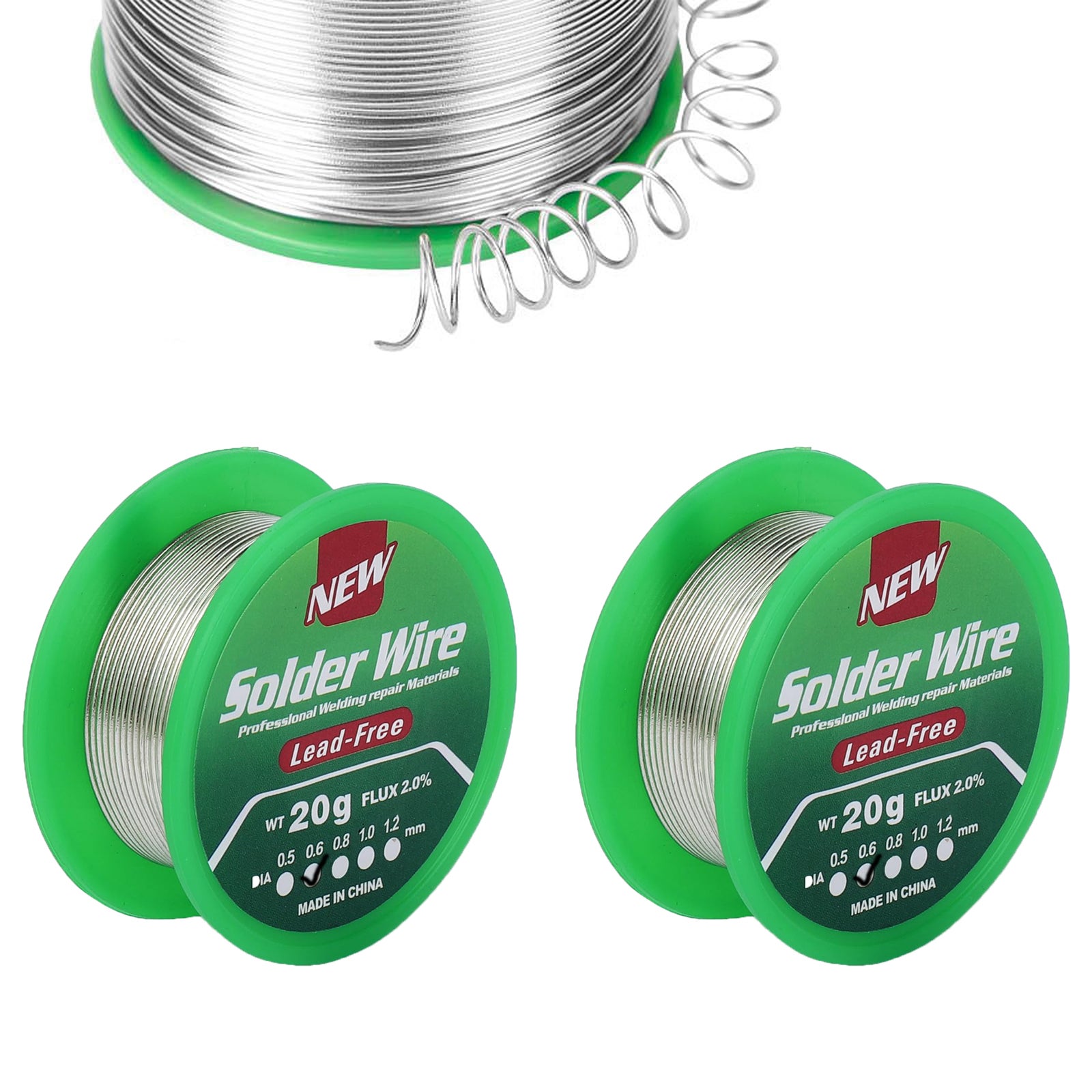 2 rouleaux de fil à souder sans plomb de 0,6 mm (20 g) avec flux de ...