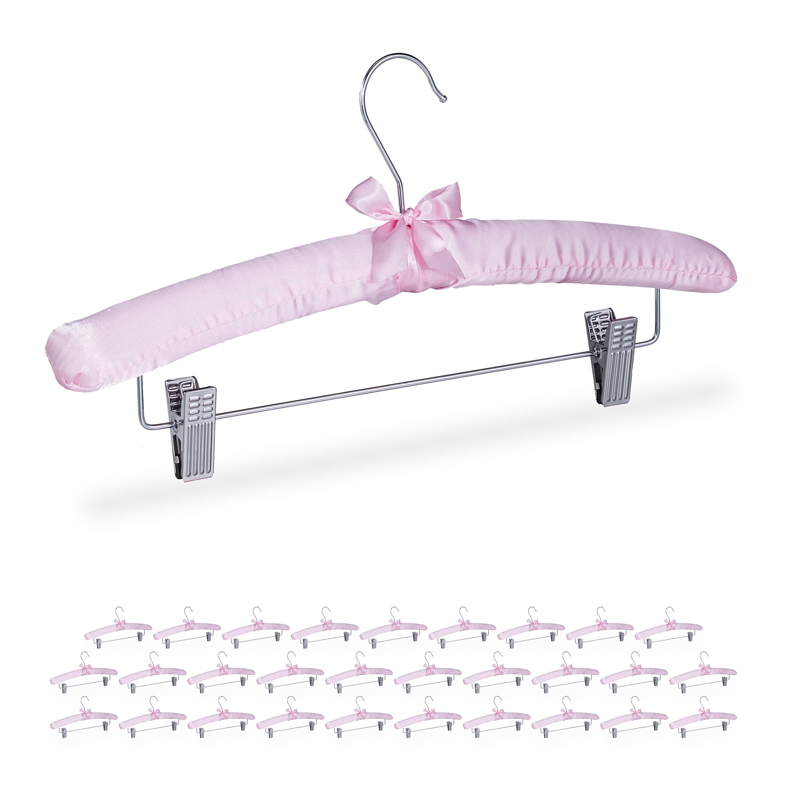 Pack 30 Perchas Forradas Raso, Vintage, Pinzas Ajustables, Gancho ...