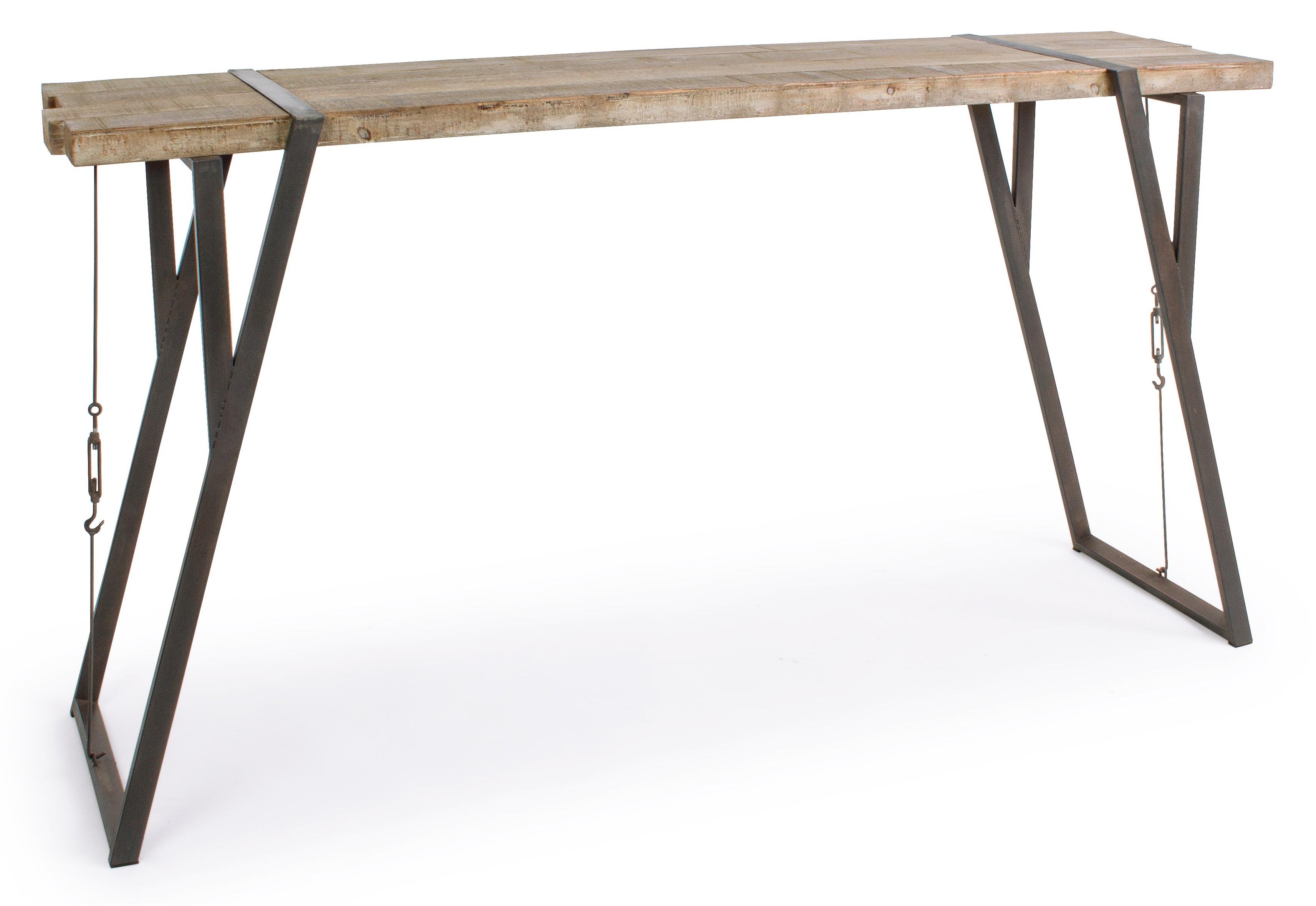 Table bar en bois de sapin et pieds acier Bibo L 200cm | Leroy Merlin
