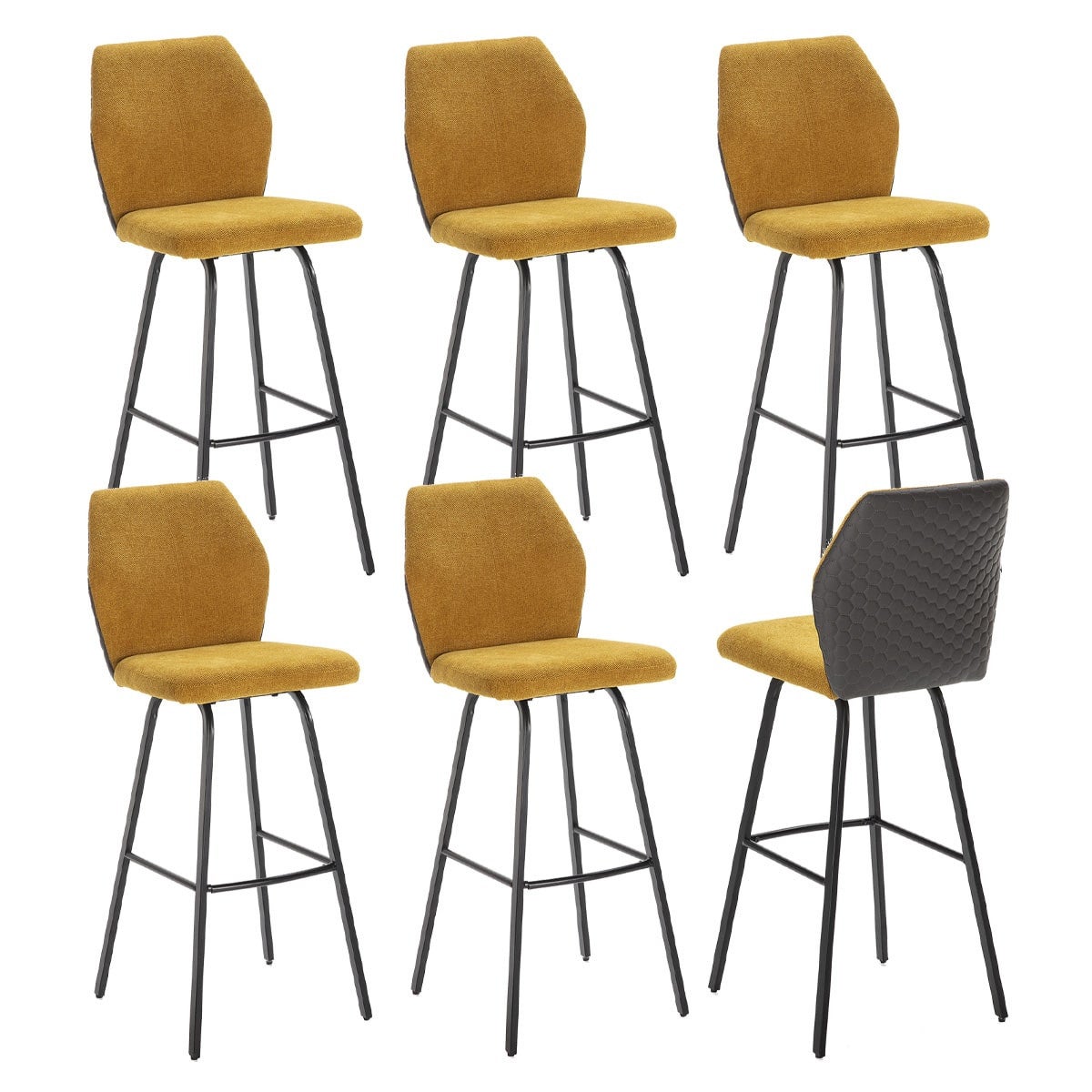 JASDA - Lot de 6 Tabourets Bi-Matière Bi-ton Tissu Jaune et Simili ...