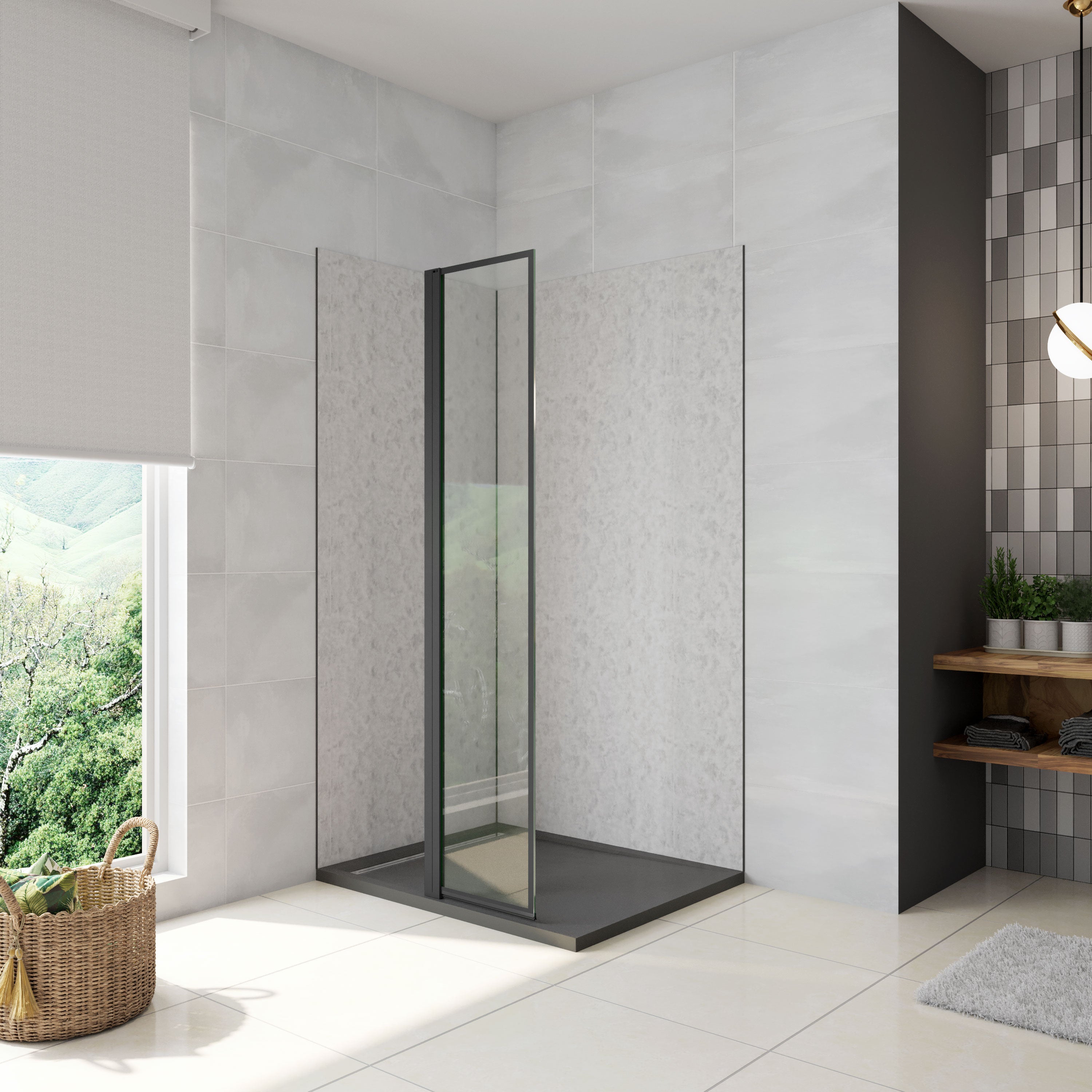 AICA Panel de ducha Lateral giratorio borde de serigrafía negra Vidrio ...