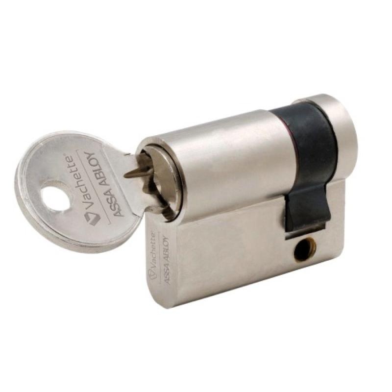 Cylindre simple de sûreté 30 x 10 en laiton nickelé satiné - Profil ...