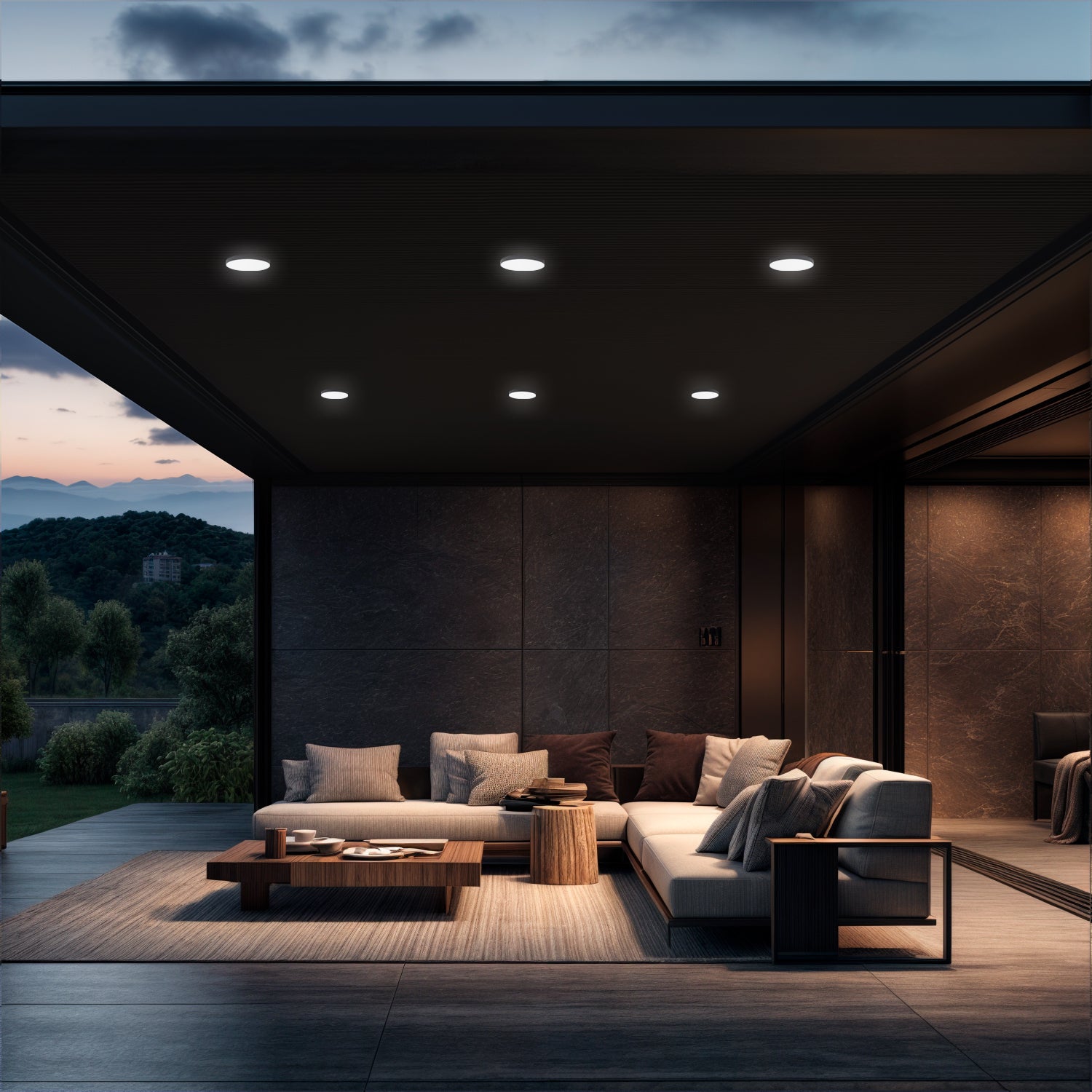 Plafón LED Exterior 24W Circular Ø220 mm Regulable , Negro, Aluminio ...