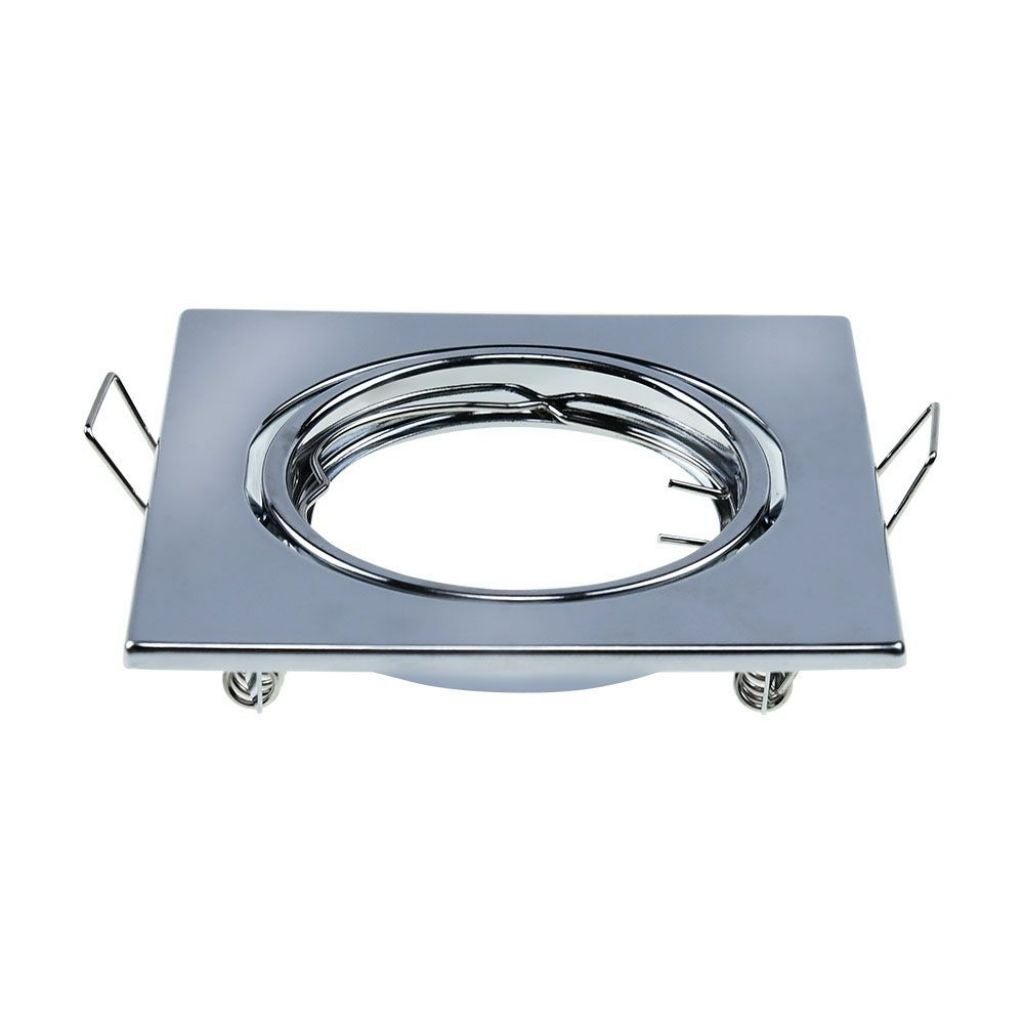 Portafaretto LED da Incasso Quadrato GU10 Colore Cromato (Box 2 Pezzi ...