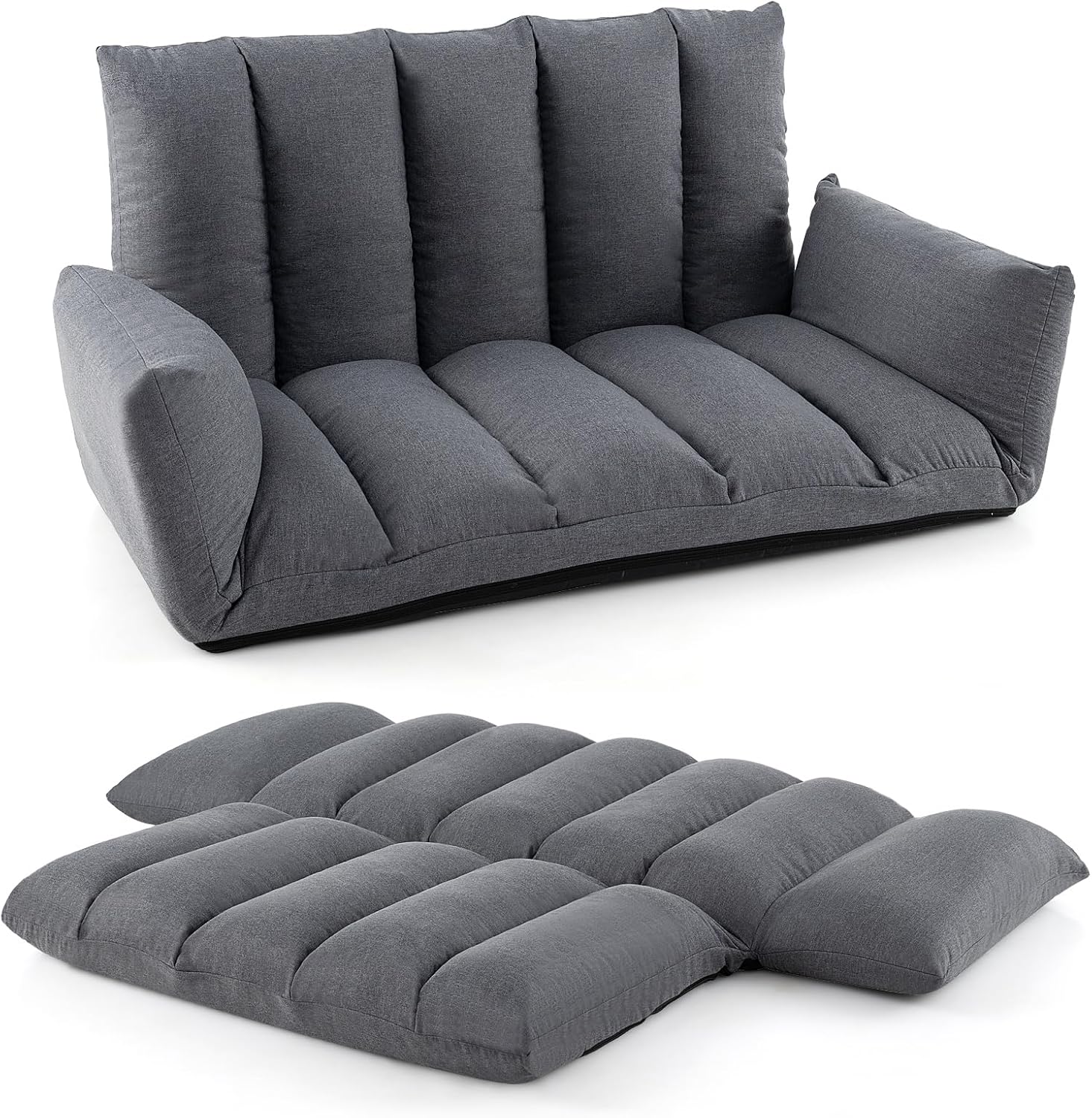 Sofá de Suelo Plegable, Sillón Reclinable Tapizado con Respaldo y ...