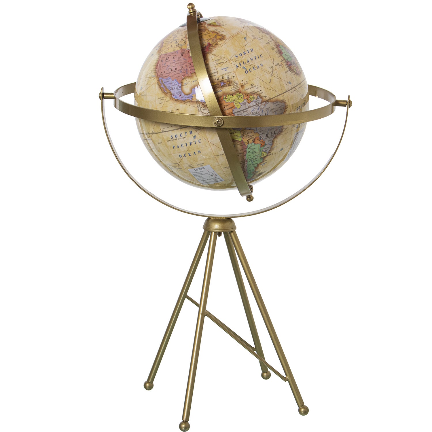 Globe terrestre Ø20 cm, socle trépied en laiton, Crazy Twist | Leroy Merlin