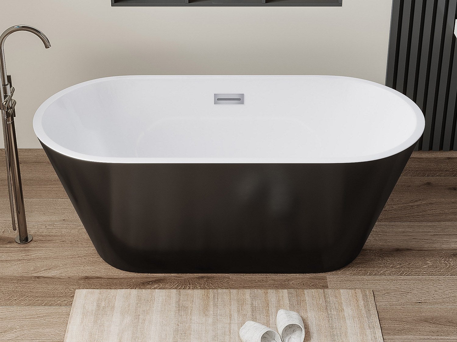 Baignoire îlot design - 150 x 70 x 58 cm - Noire - 201 L - TWIGGY ...