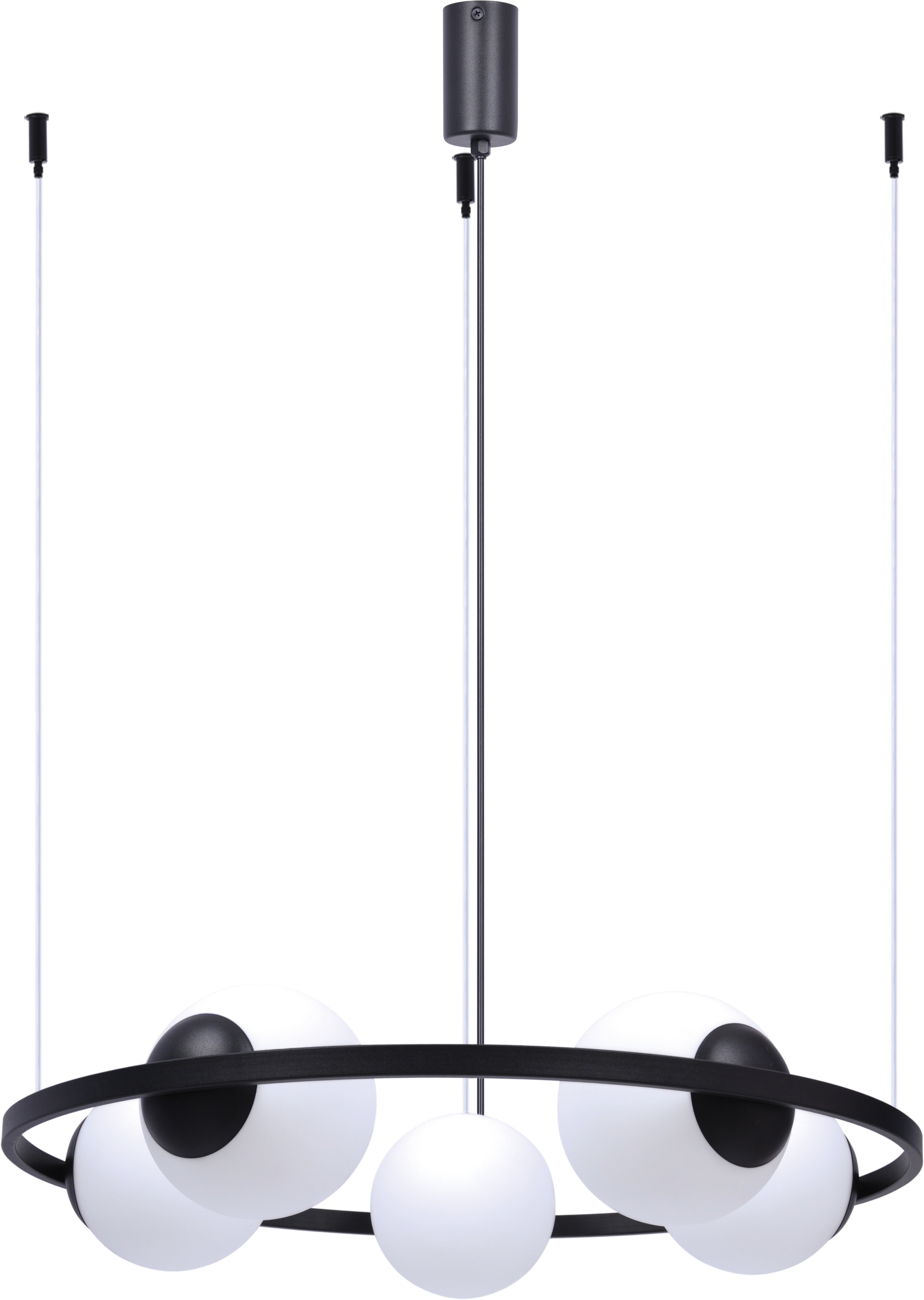 Suspension ORBIT noire globes blancs 5xE27 Zuma Line | Leroy Merlin