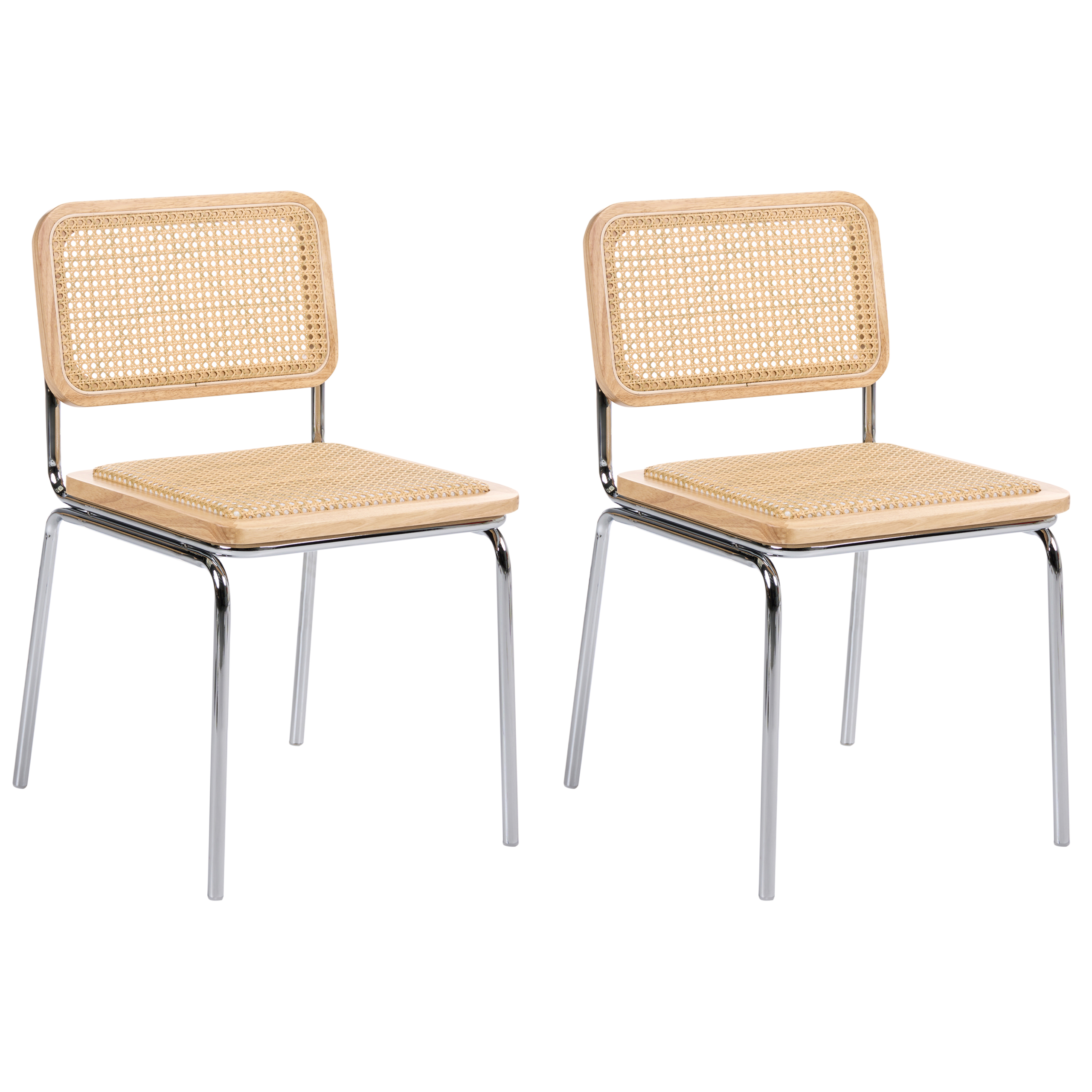Lot de 2 chaises de salle à manger CORVALLIS Polyrotin Marron clair ...