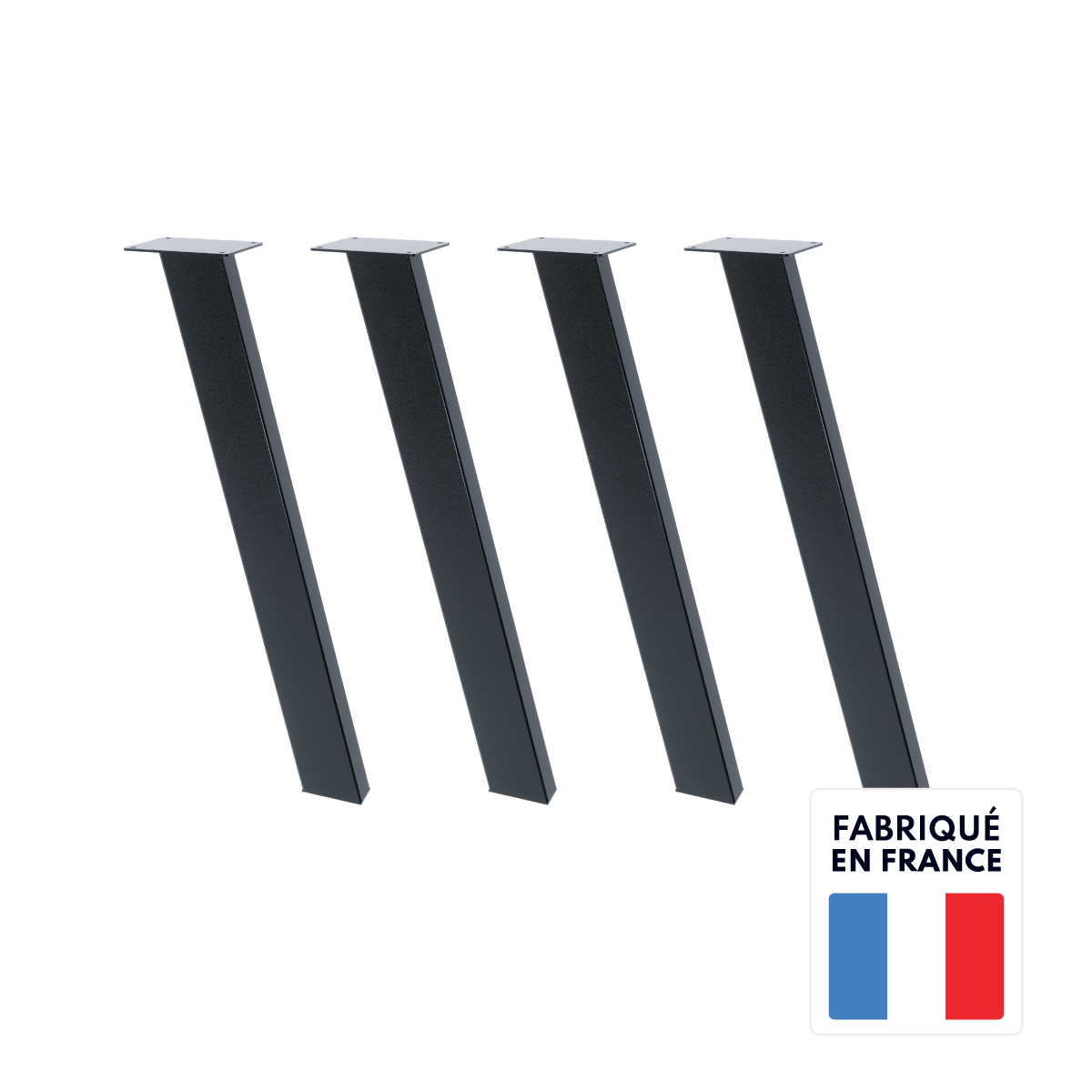 Lot de 4 pieds rectangle incliné 71 cm - Noir mat - RAL 9005 | Leroy Merlin
