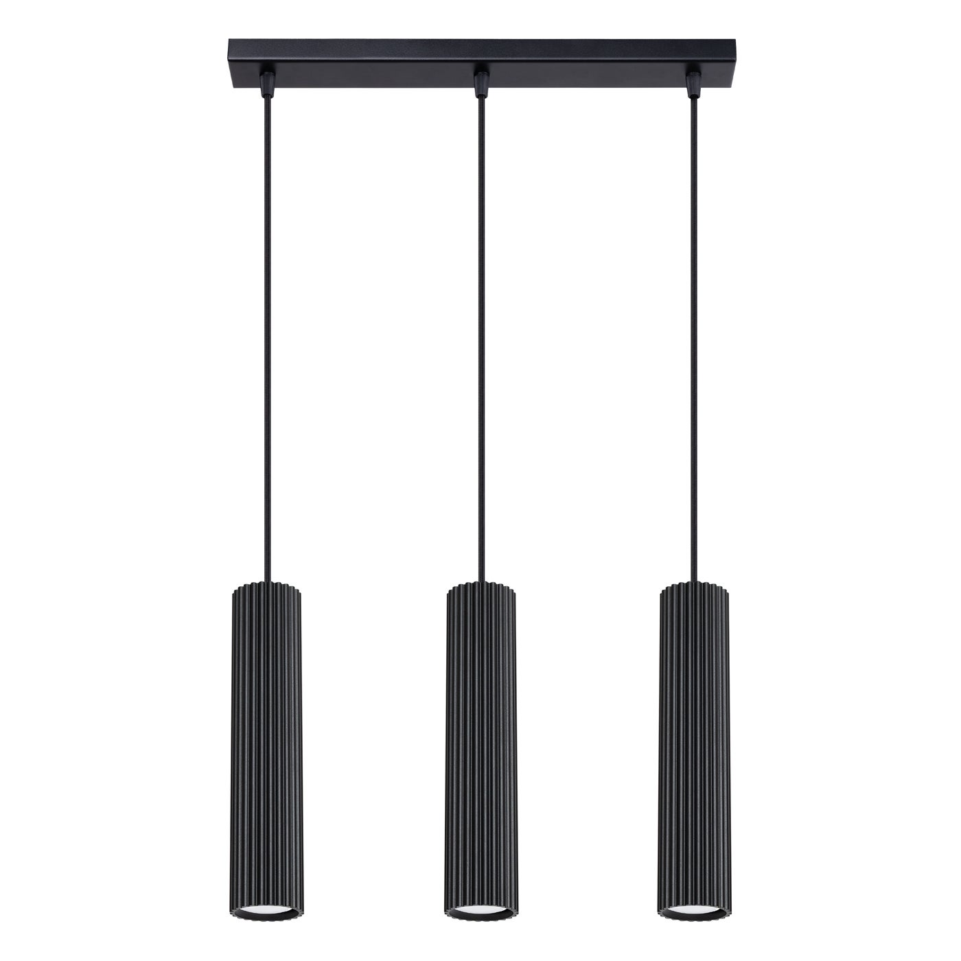 Lampe suspendue KARBON 3L noir, minimaliste - 45x6.5x98cm Sollux ...