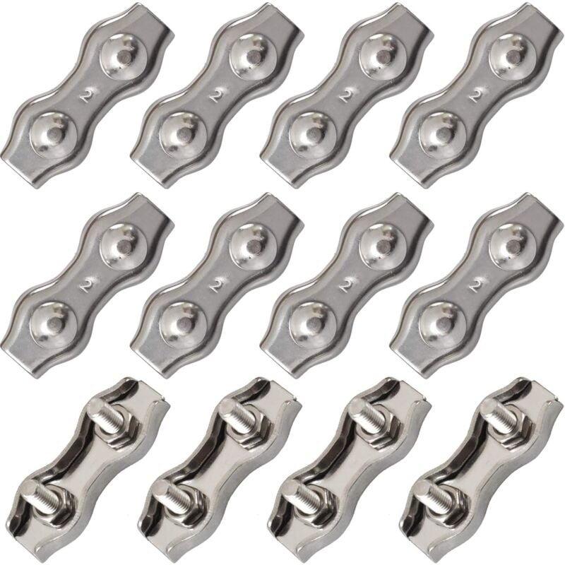 12 PièCes Duplex Pinces En Acier Inoxydable Double Serre CaBles Inox ...