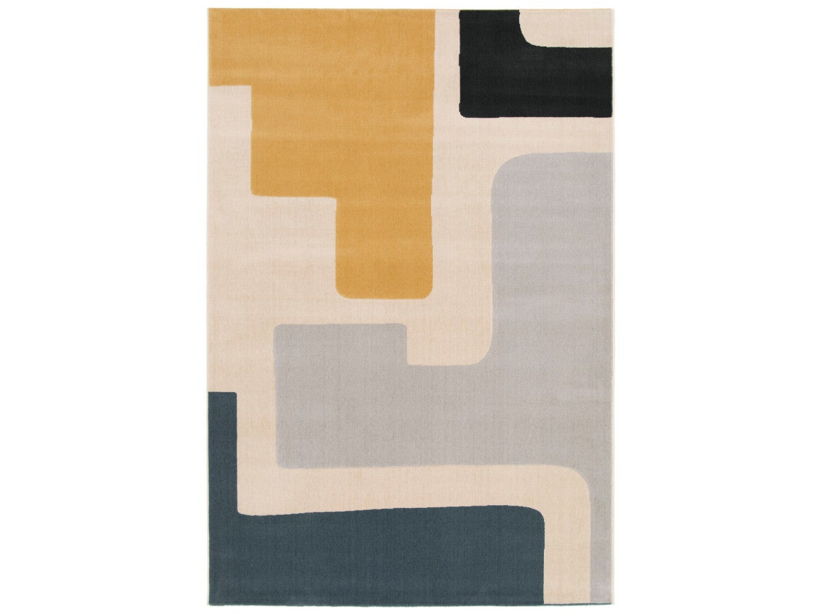 BOBOCHIC Tapis poils ras MONIQUE motif abstrait Jaune 120x170 | Leroy ...