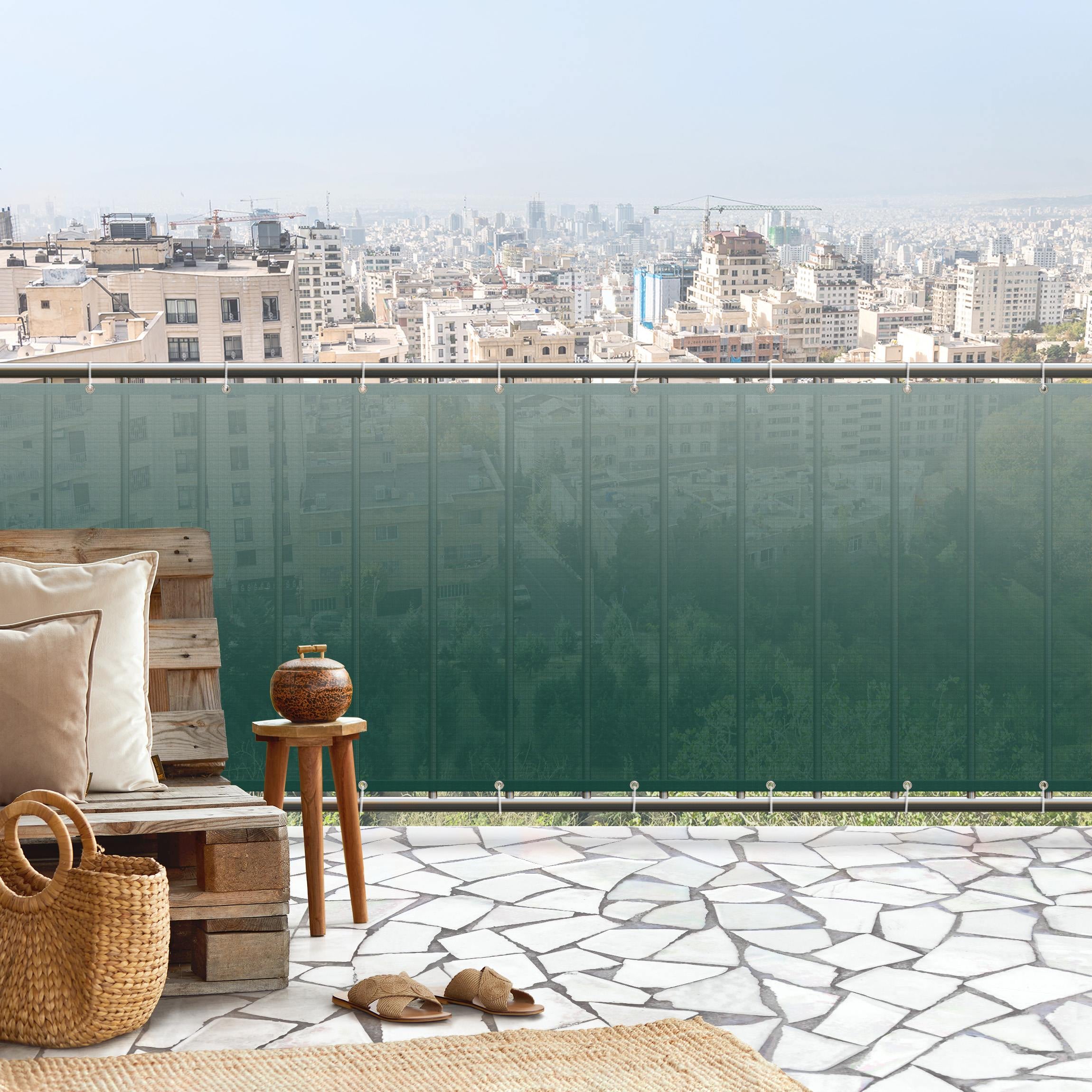 Telo frangivista per balcone - Gradiente verde foresta 400 x 90 cm ...