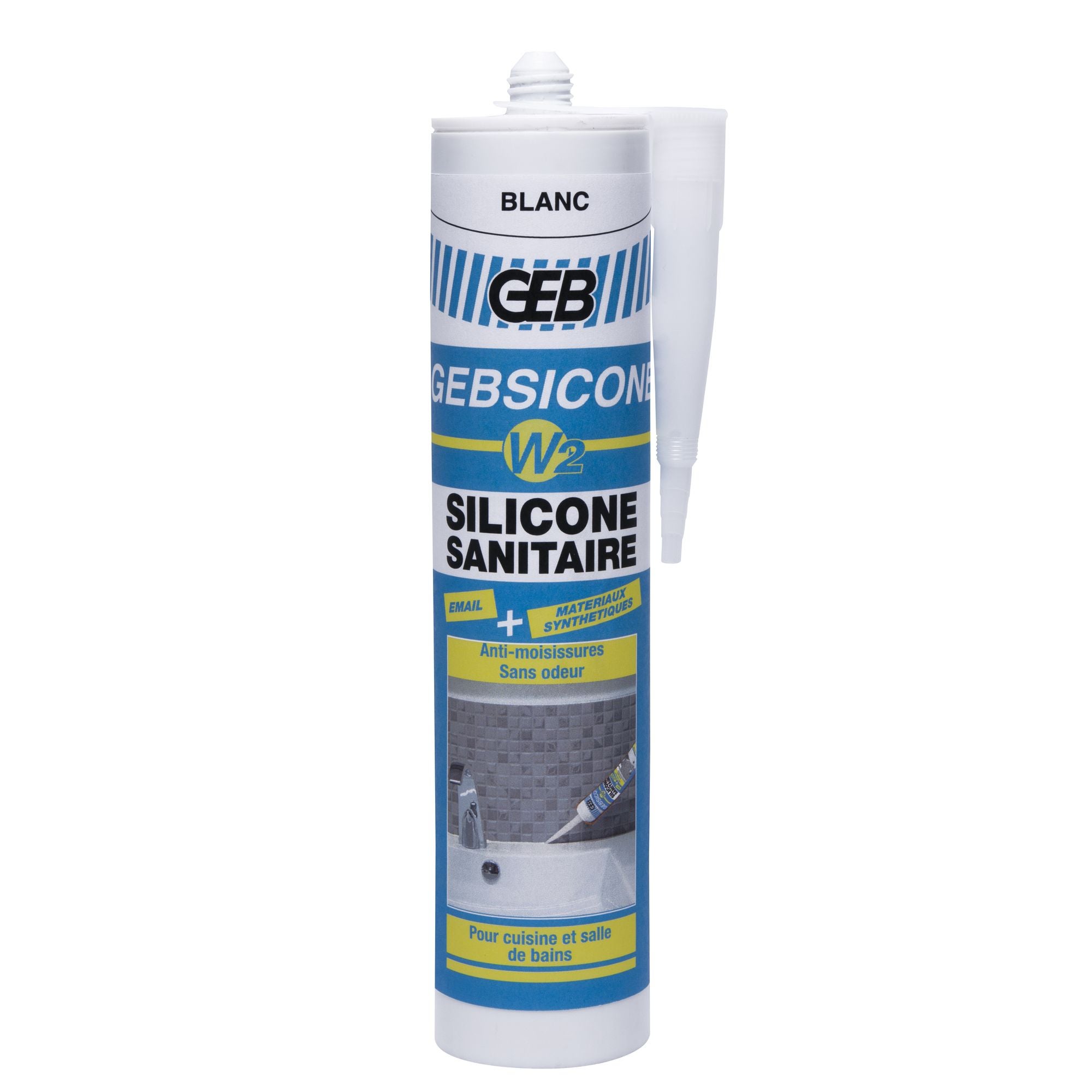 Mastic silicone GEBSICONE W2 cartouche 310 ml blanc | Leroy Merlin