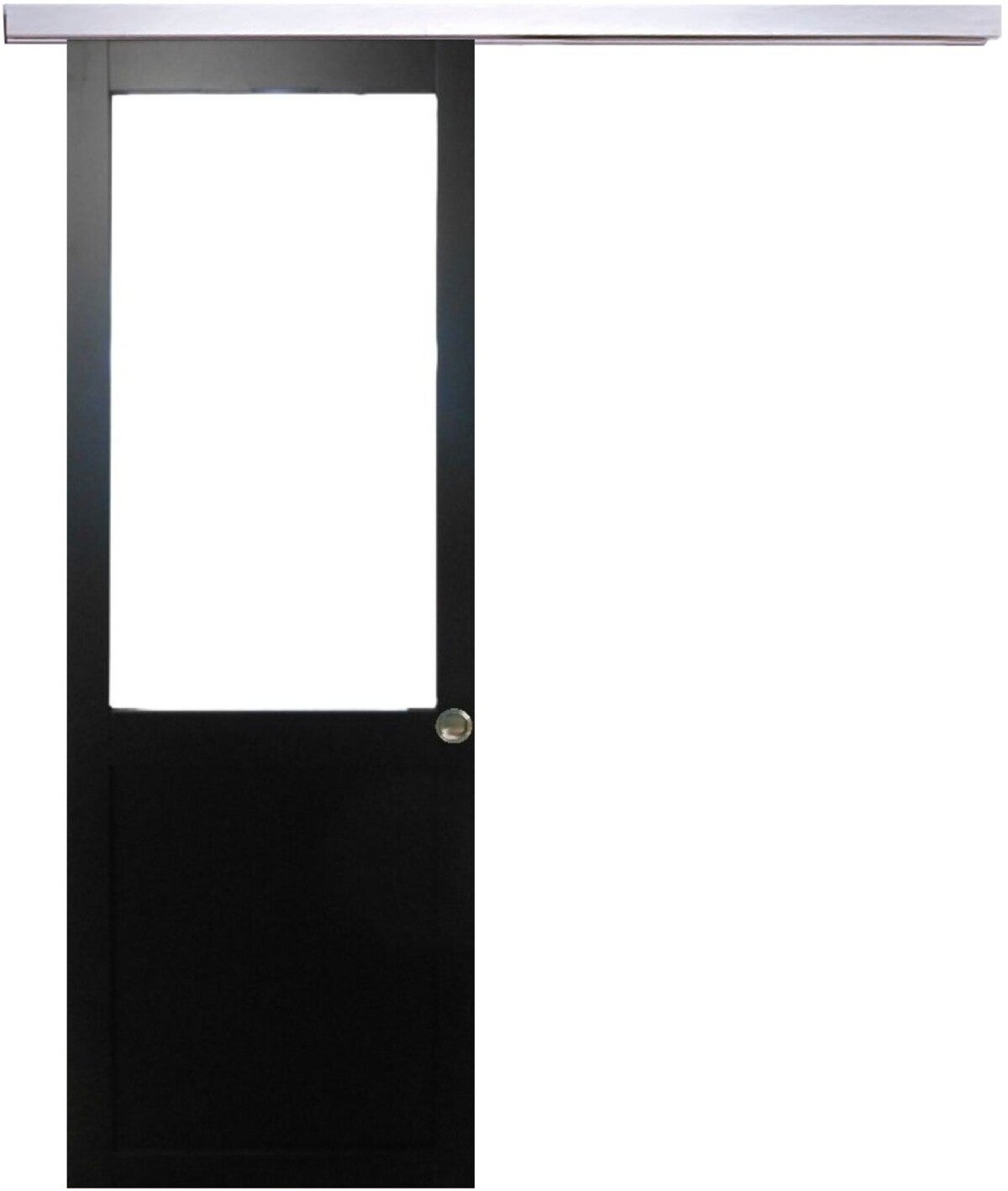 Porte Coulissante Atelier Noir H204 X L93 Sans Meneau, Rail Alu ...