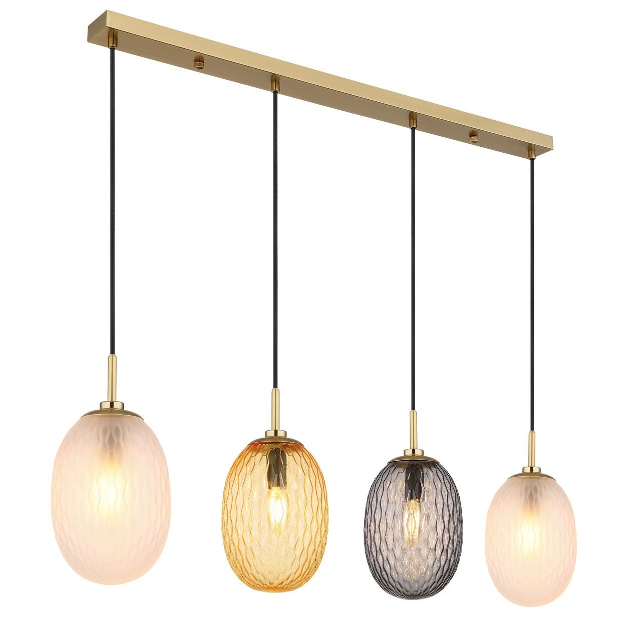Globo Devin Suspension de bar, abat-jour en verre mat, couleur or, 4 ...