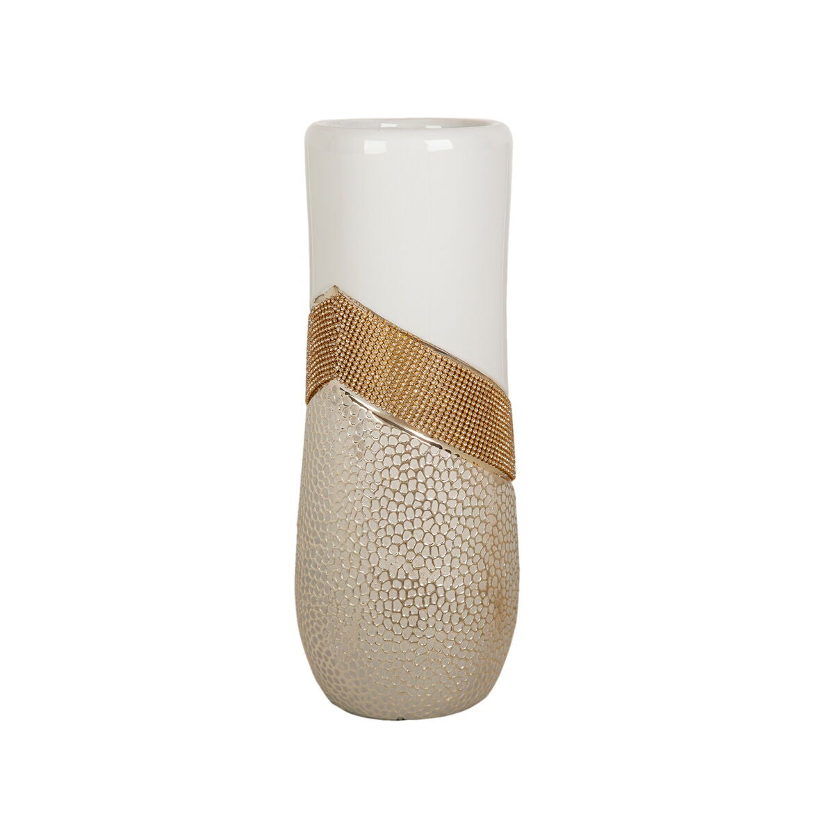 Florero Romimex Blanco Dorado Cerámica 15 x 38 x 15 cm | Leroy Merlin